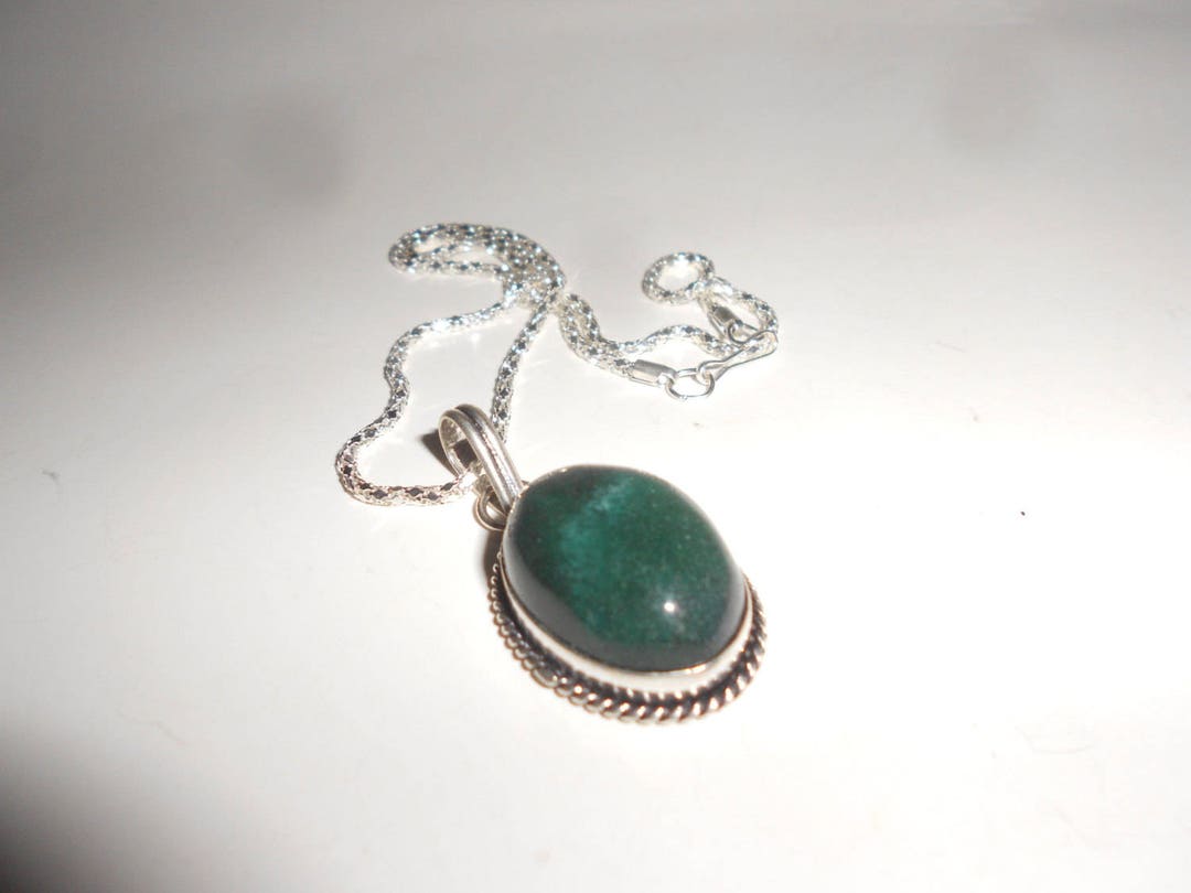 Fuchsite Pendant "green Muscovite" Sterling Silver Tribal Style ...