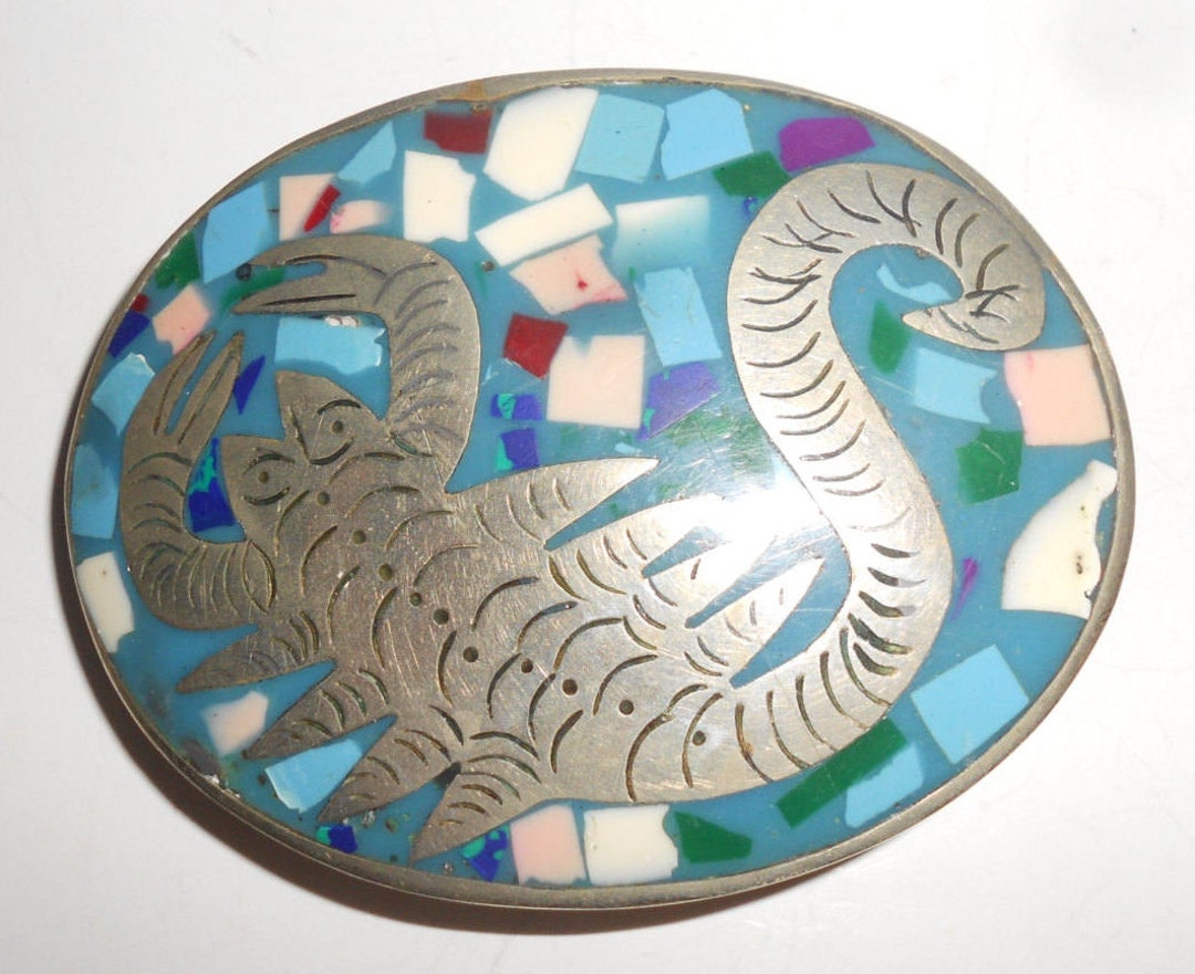 Scorpion Mexican Belt Buckle-50s Vintage Turquoise Rockabilly Inlaid ...