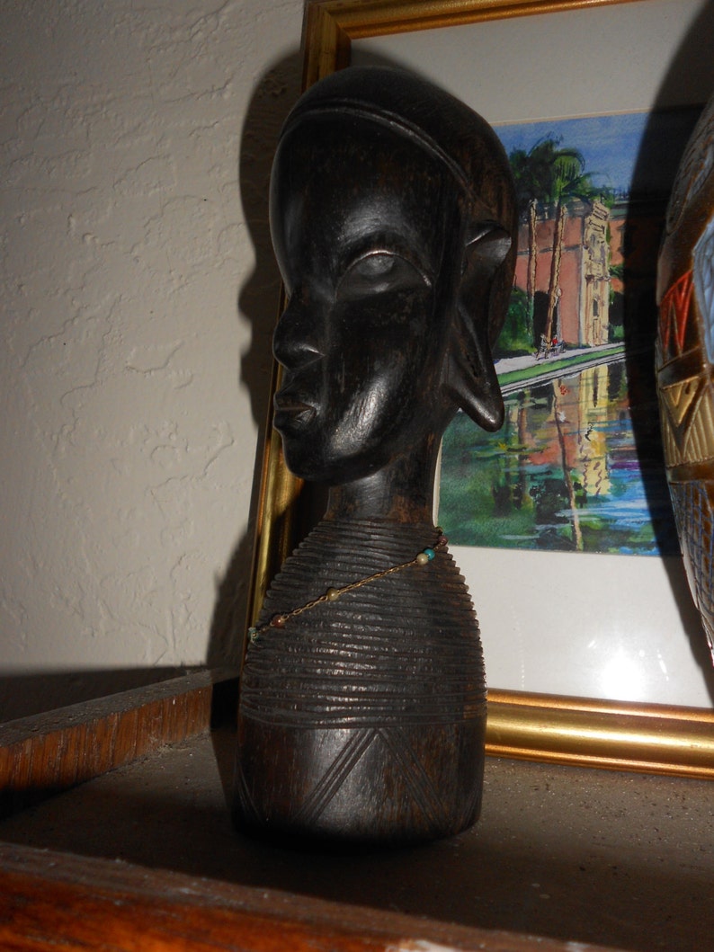 African Goddess 9-inch Wooden Sculpture Primitive Eames Era Art Mid ...
