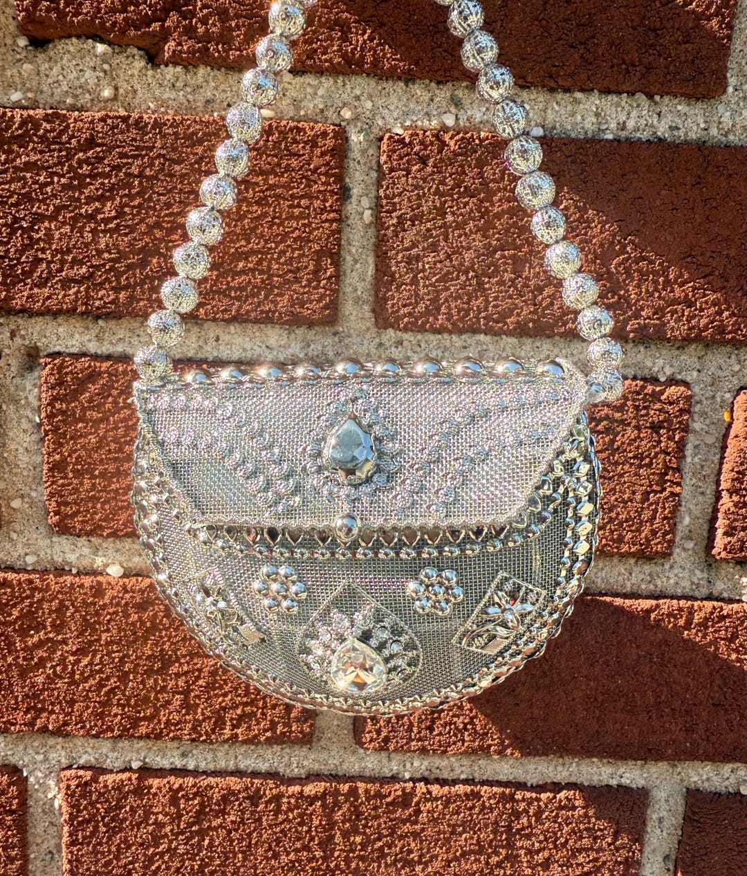Silver Metal Rhinestone Pakistani Evening Purse, Indian Purse, Clutch ...