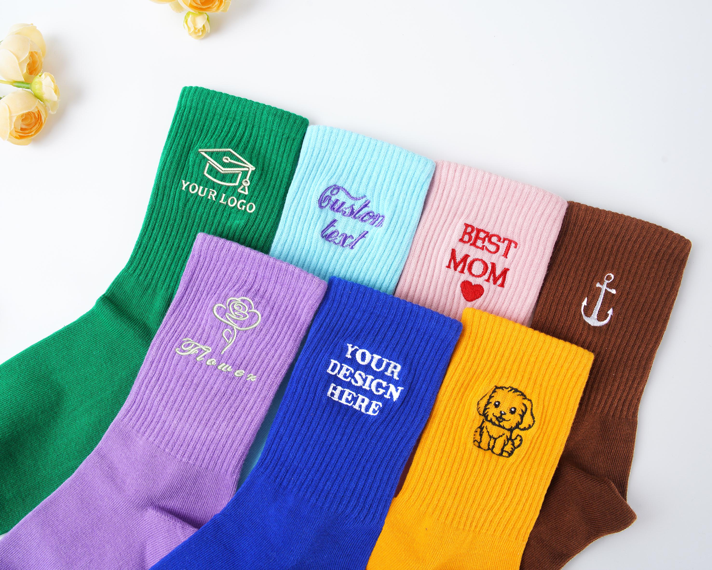 Custom Embroidered Socks,unisex Cotton Socks,with Personalized Text ...