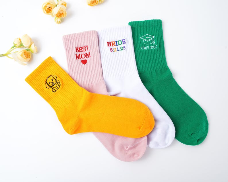 Custom Embroidered Socks,unisex Cotton Socks,with Personalized Text ...