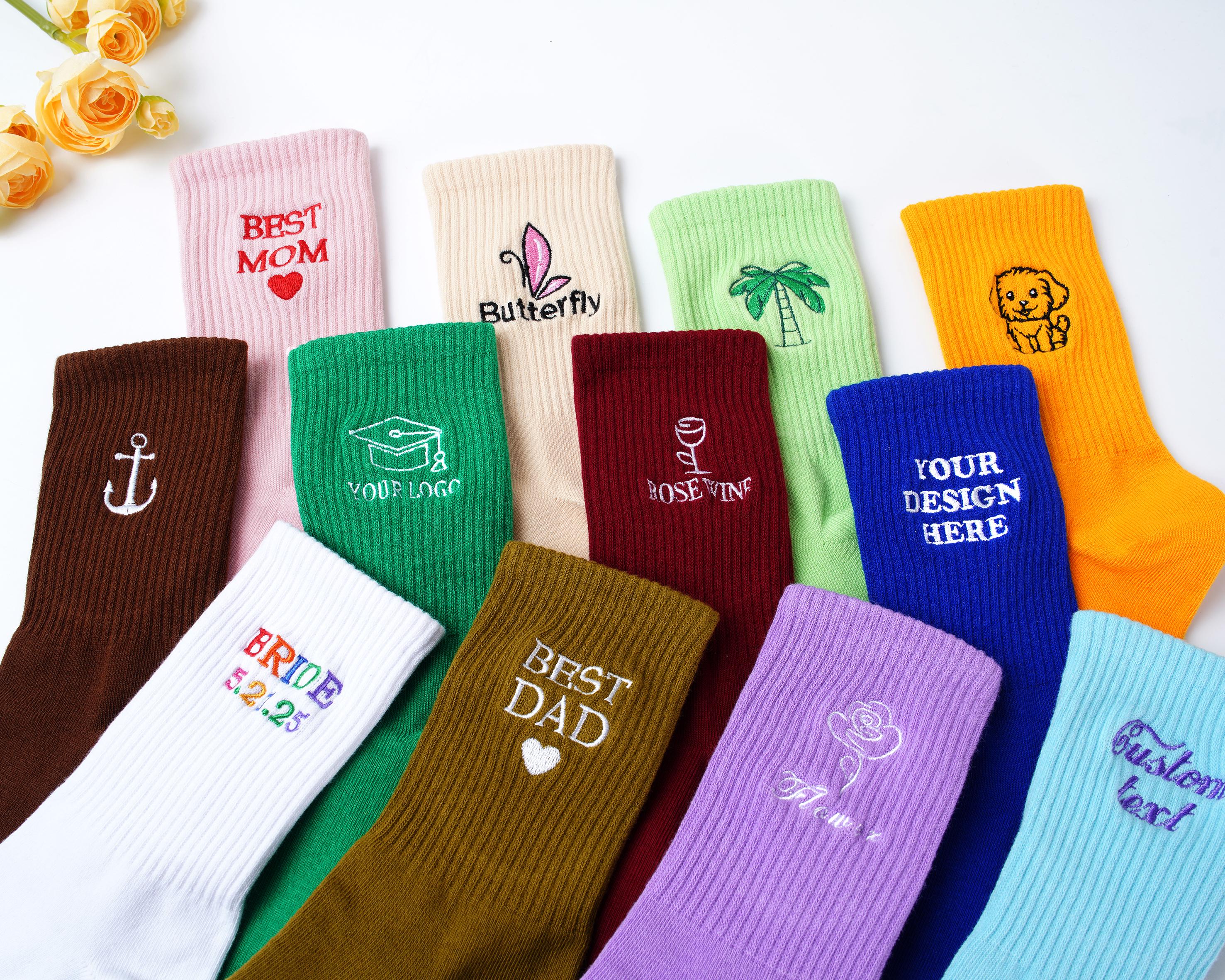 Custom Embroidered Socks,unisex Cotton Socks,with Personalized Text ...