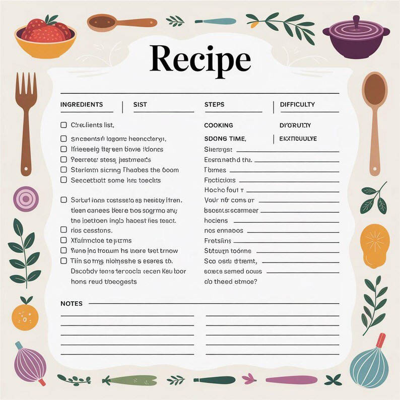 Letter Recipe Page, Editable Recipe Page, A5 Recipe Page, Recipe Page ...