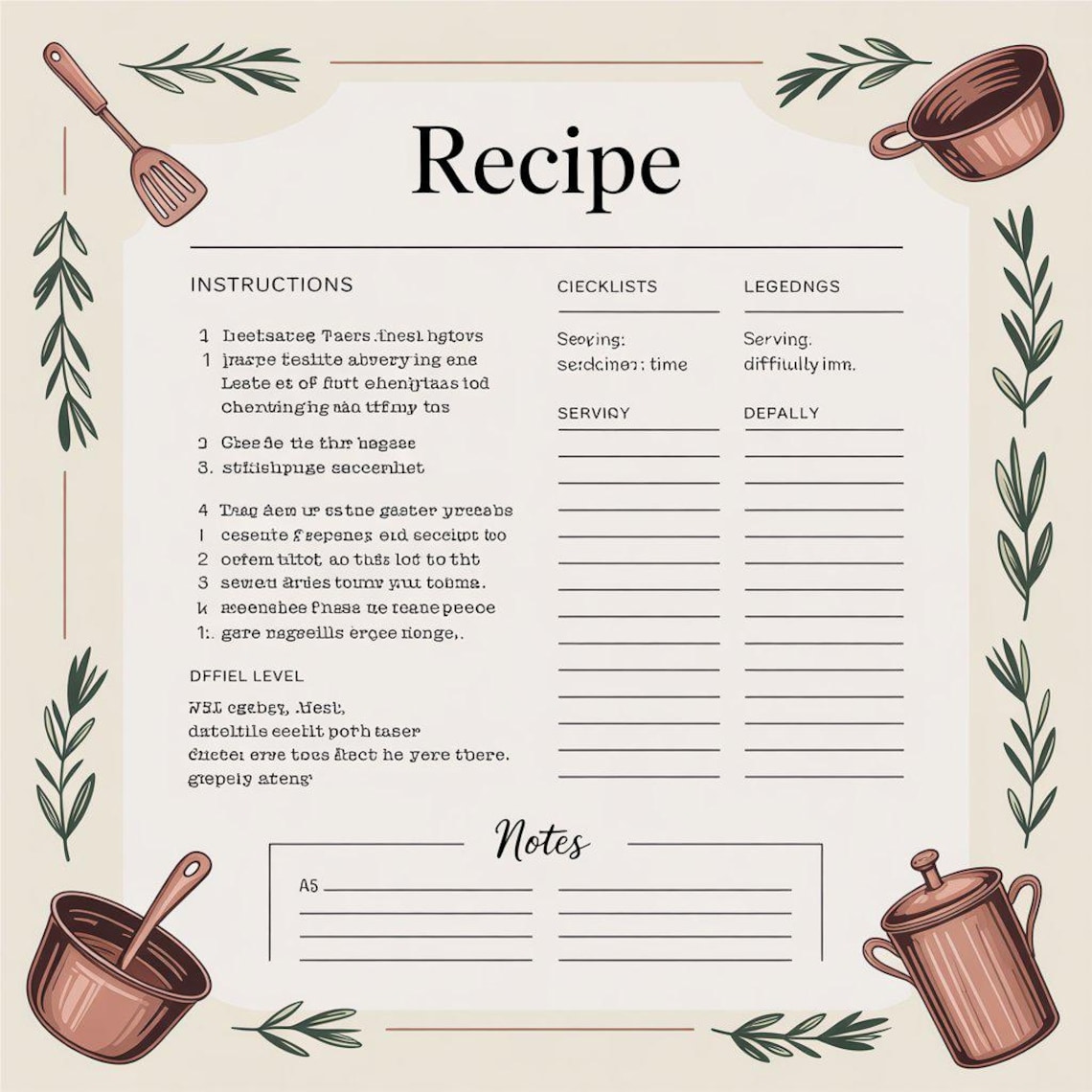 Letter Recipe Page, Editable Recipe Page, A5 Recipe Page, Recipe Page ...