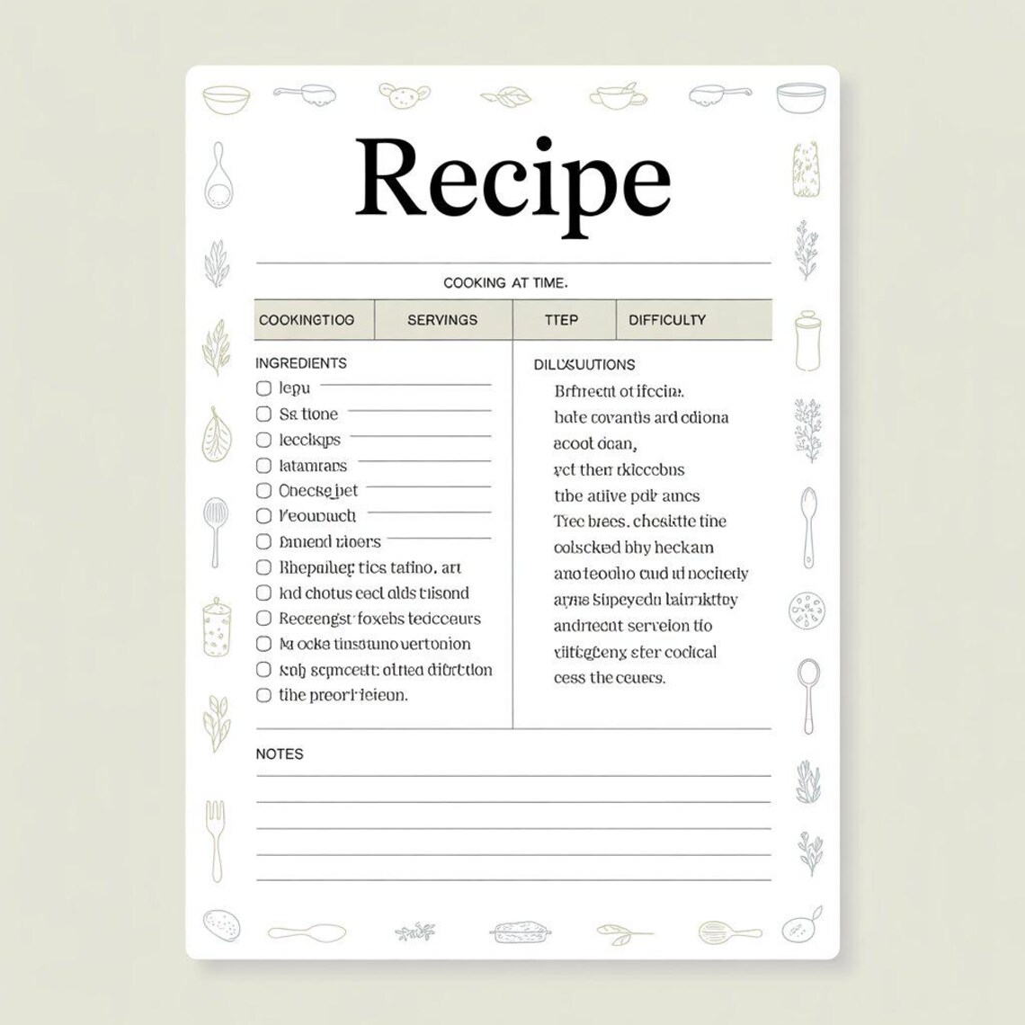 Letter Recipe Page, Editable Recipe Page, A5 Recipe Page, Recipe Page ...