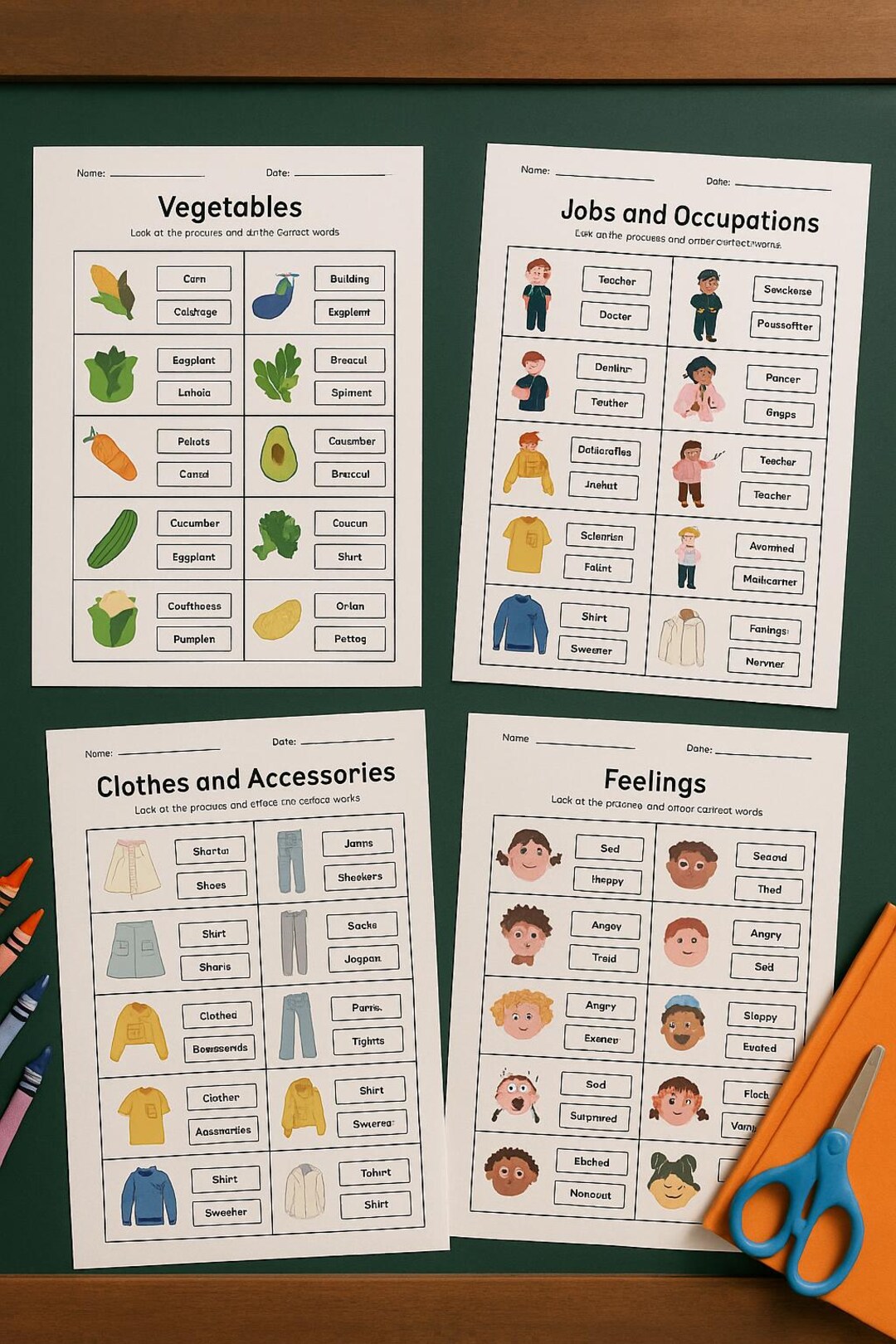 Preschool Matching Game: Printable Learning Activities (PDF Download A4 ...