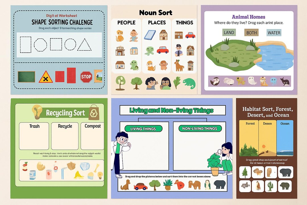 Sorting Activity Worksheets: Preschool & Kindergarten Learning (PDF ...