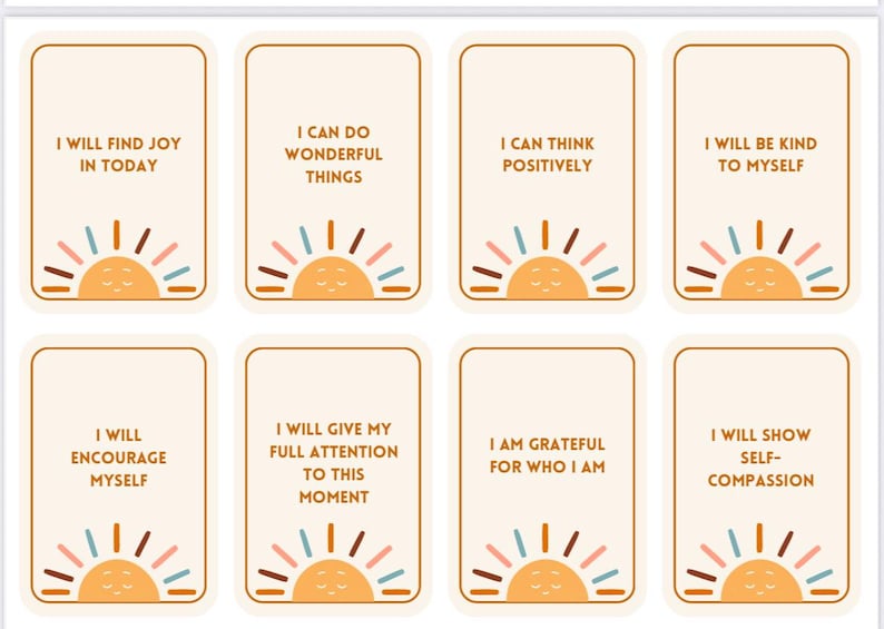 Printable Affirmation Cards for Kids: Positive Mindfulness, Self-esteem ...