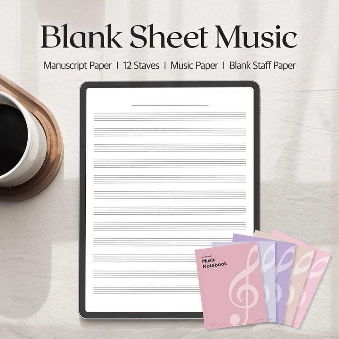 Printable Music Staff Paper | Digital Music Note Sheets | Blank Sheet ...