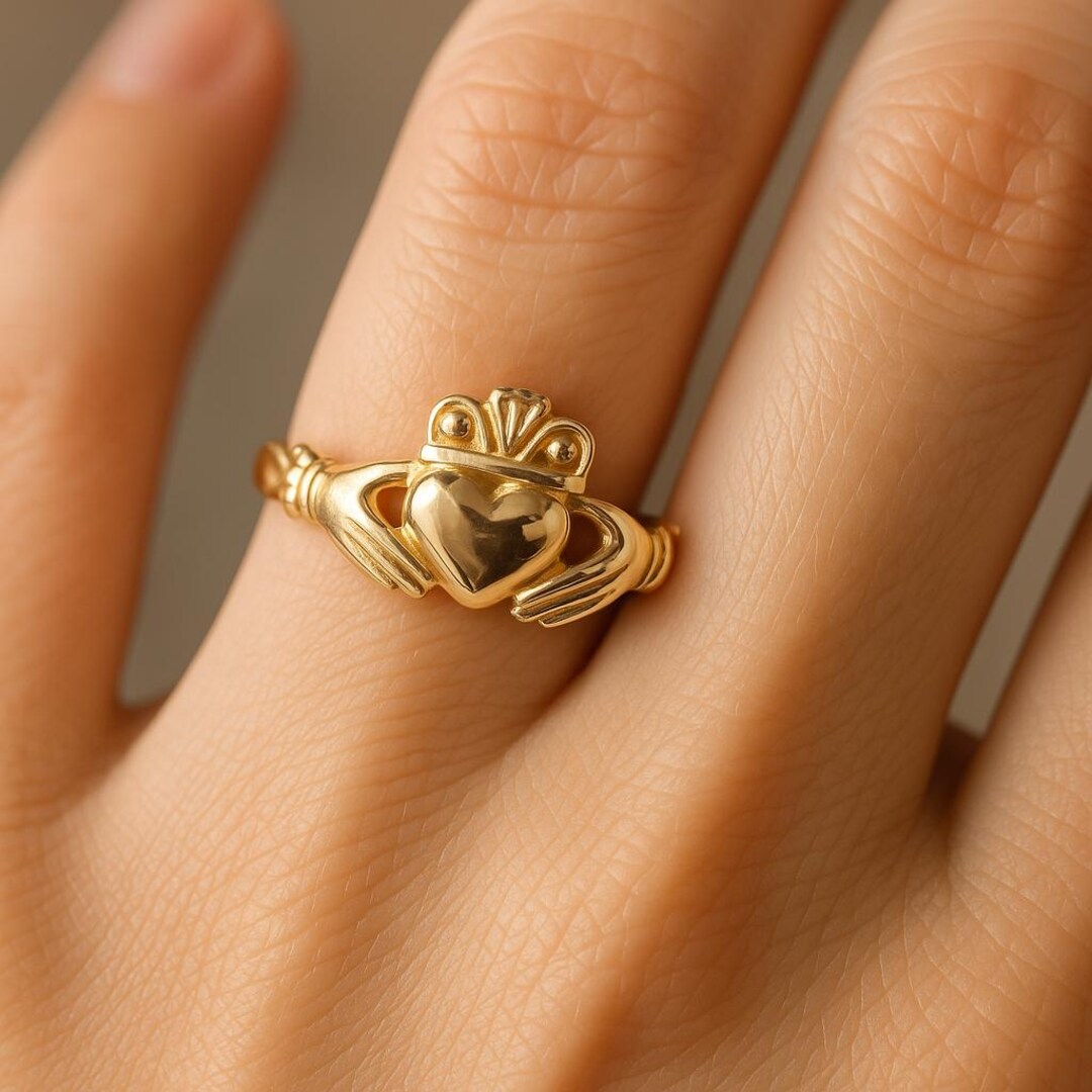 Brass Claddagh Ring With Heart and Crown, Irish Love Friendship Loyalty ...