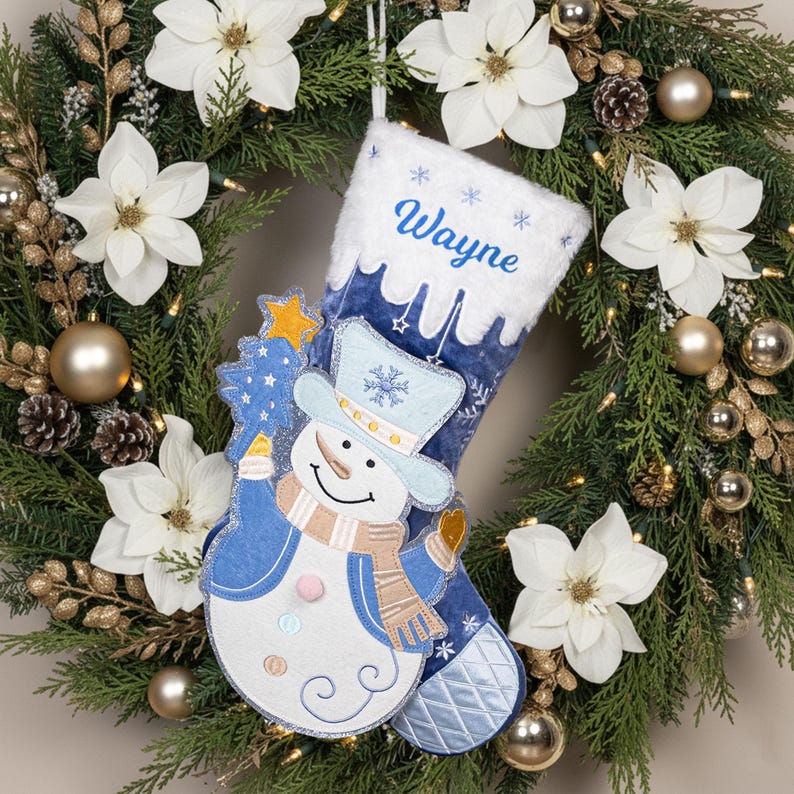 Personalized Christmas Stockings Blue Appliqué Family Stockings With ...