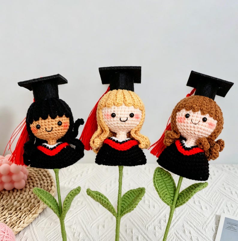 Personalized Knitted Class of 2026 Graduation Crochet Flower Bouquet ...