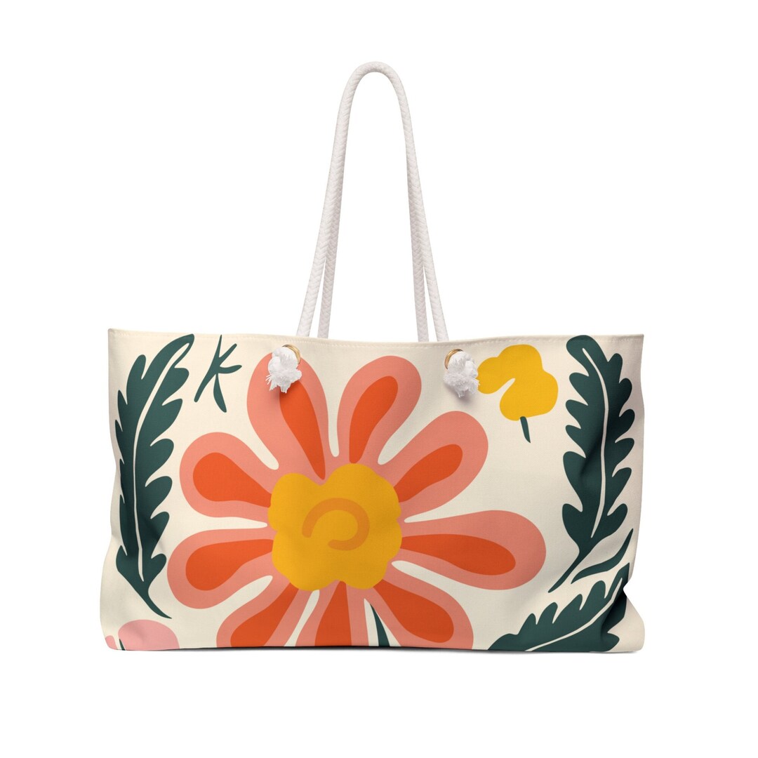 Coral Bloom Weekender Bag, Weekender Tote Bag, Custom Beach Bag ...