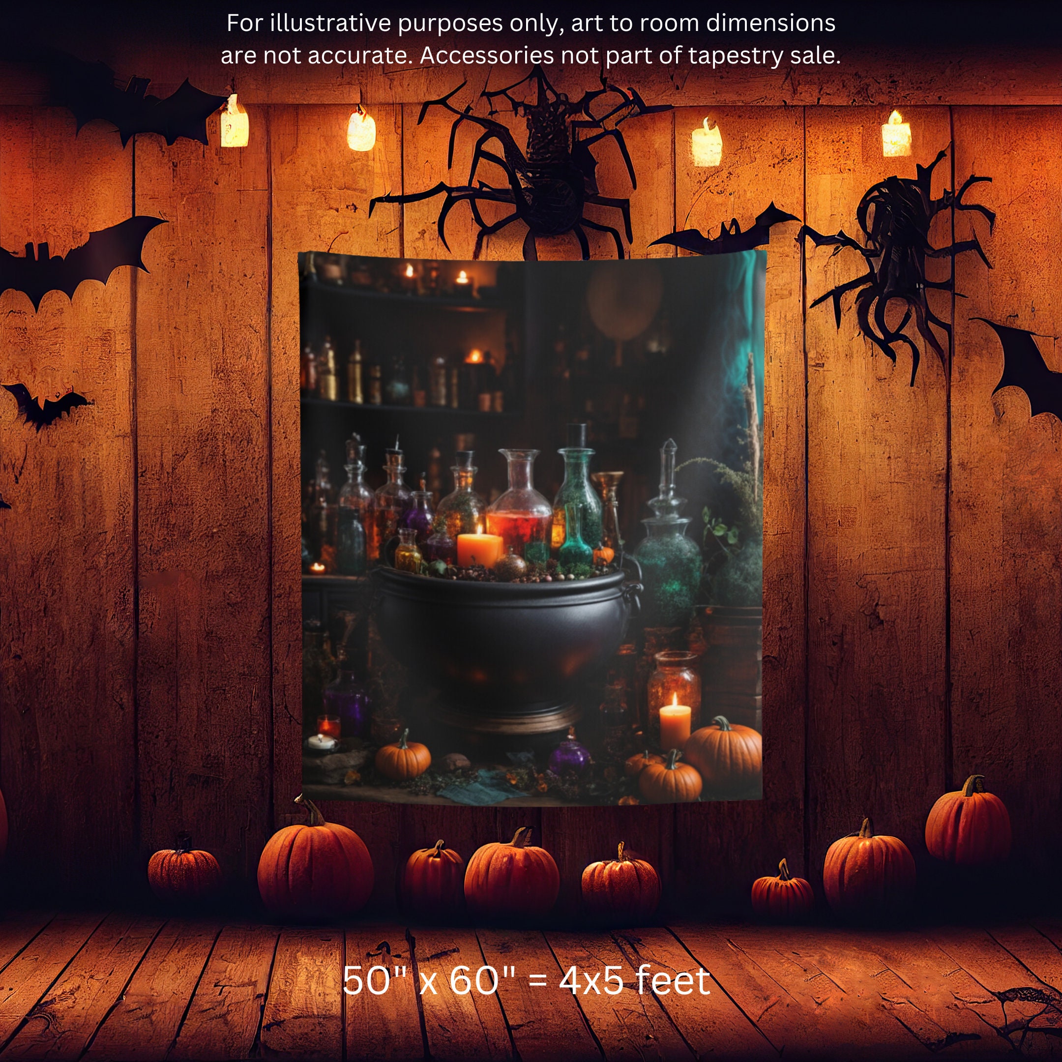 Witch's Potions Cauldron Tapestry Art Halloween - Etsy