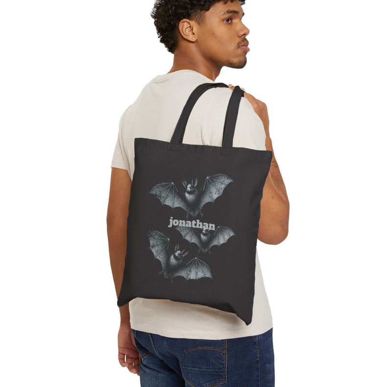 Black Bats Tote Bag for Bat Lovers, Personalizable, Perfect Halloween ...