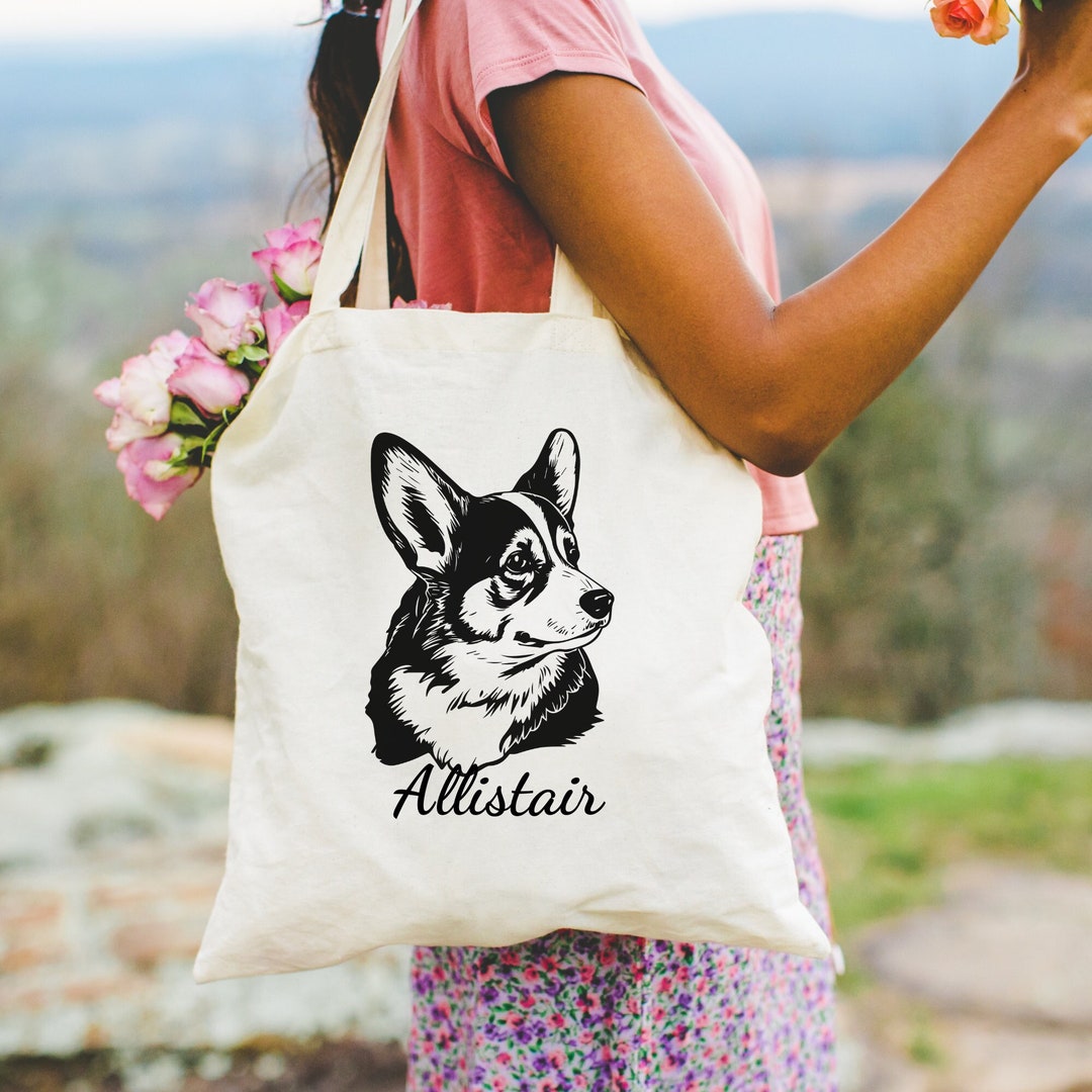 Customizable Corgi Dog Tote, Gift for Corgi Mama, 2-sided Print, Dog ...