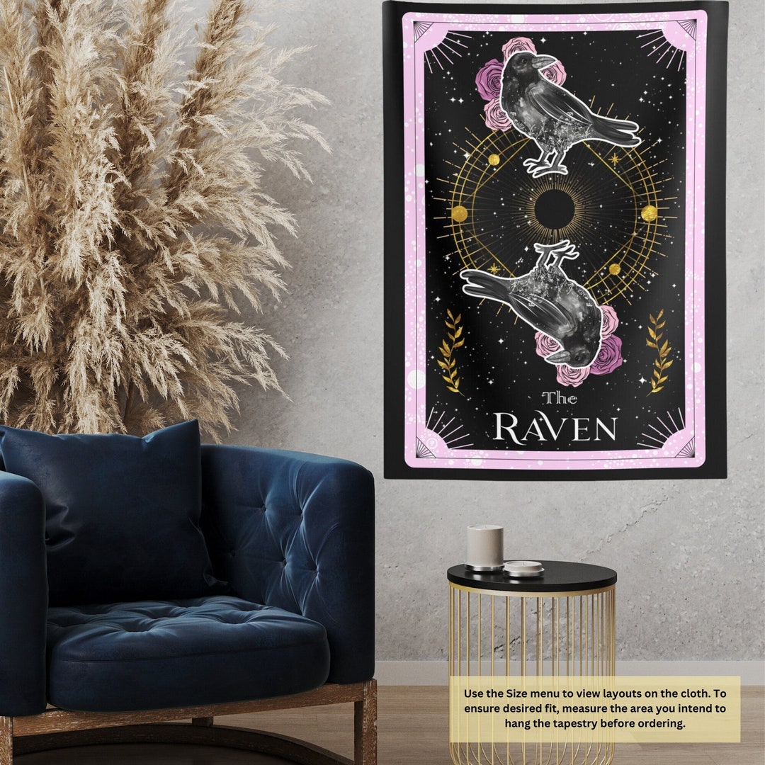 The Raven Tarot Tapestry, Double Raven Tarot Card Wall Hanging, Gift ...