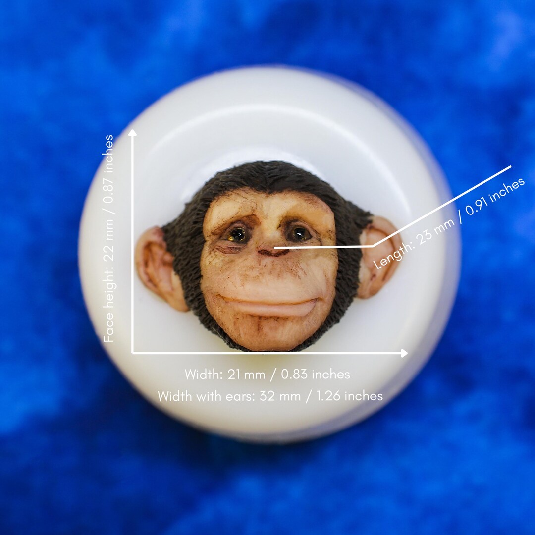 Cute Monkey Face Silicone Mold, 3D Mold for Polymer Clay, Animal Head ...