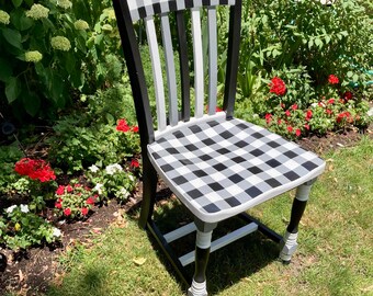 Grey Buffalo Check Chair - Etsy