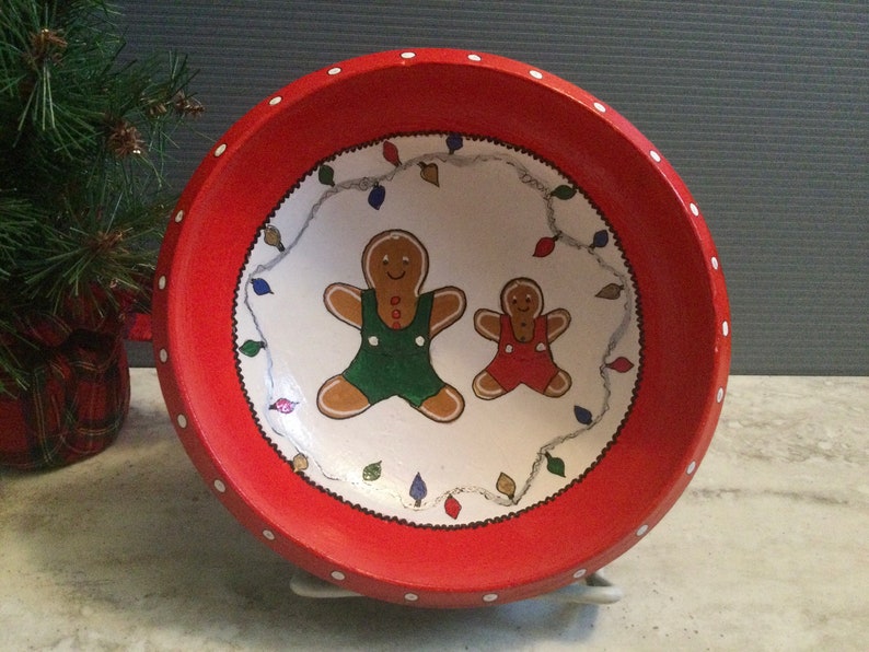 Painted Bowl/ Holiday Bowl/ Gingerbread Man - Etsy UK