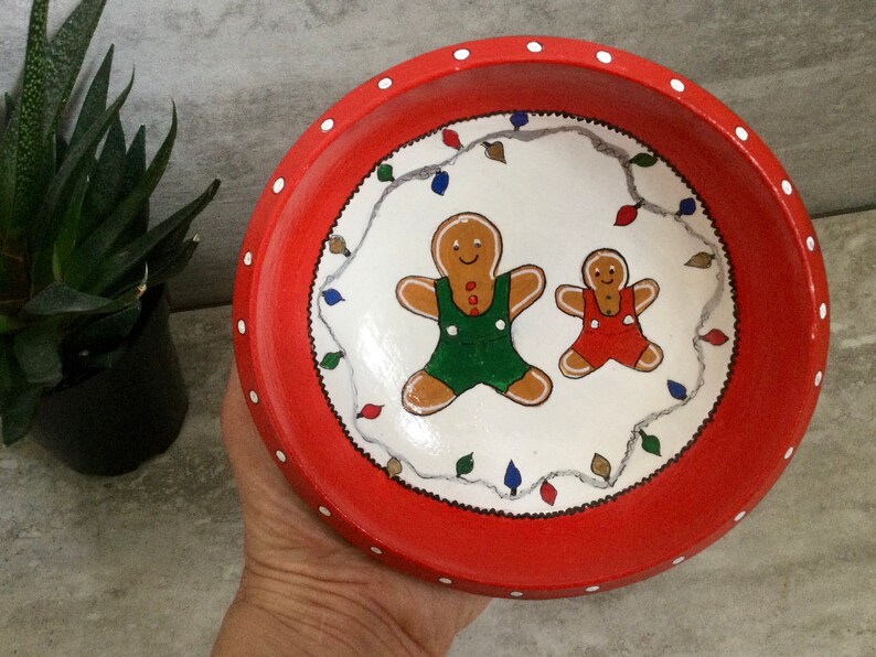 Painted Bowl/ Holiday Bowl/ Gingerbread Man - Etsy UK