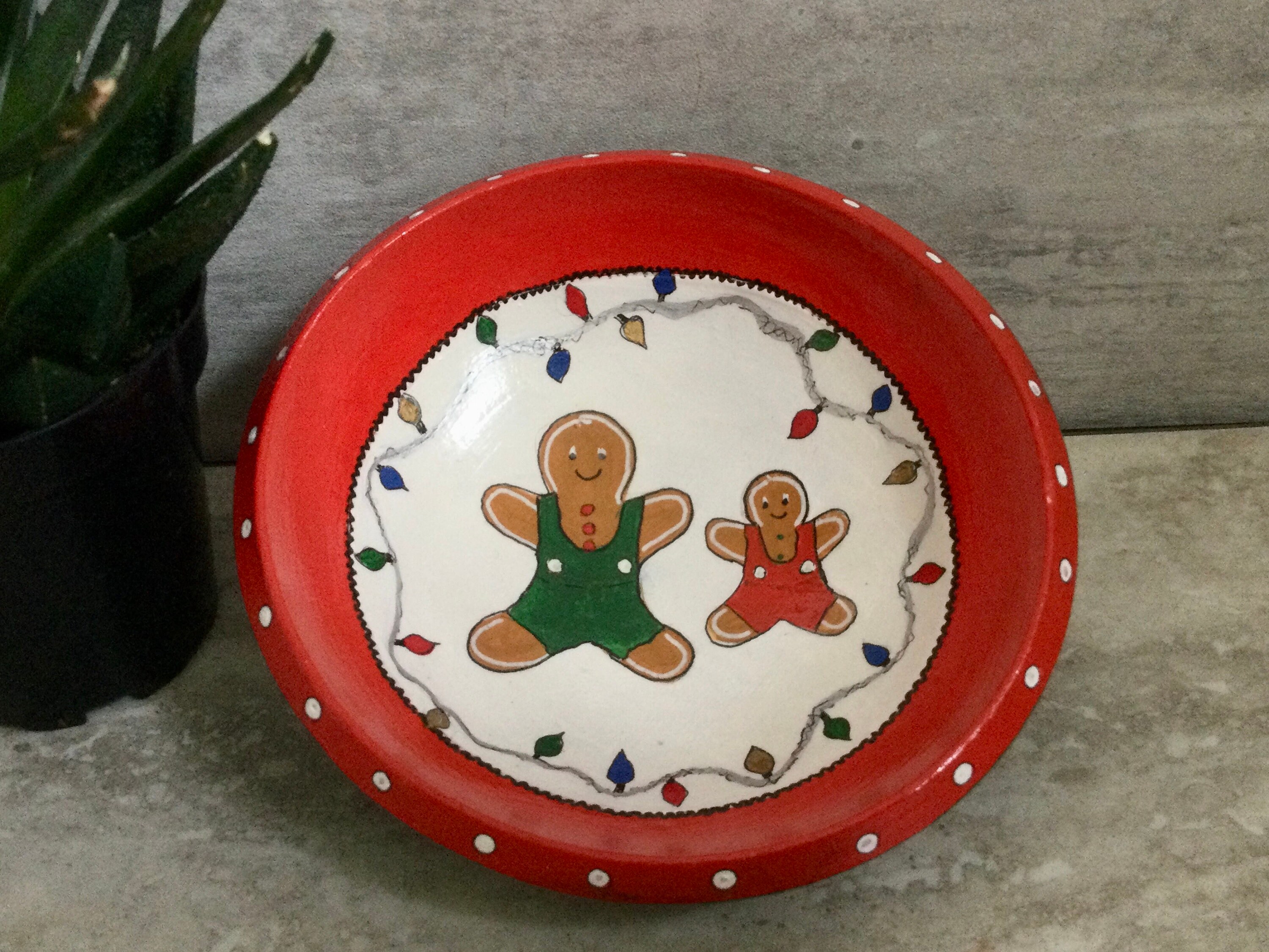 Painted Bowl/ Holiday Bowl/ Gingerbread Man - Etsy UK