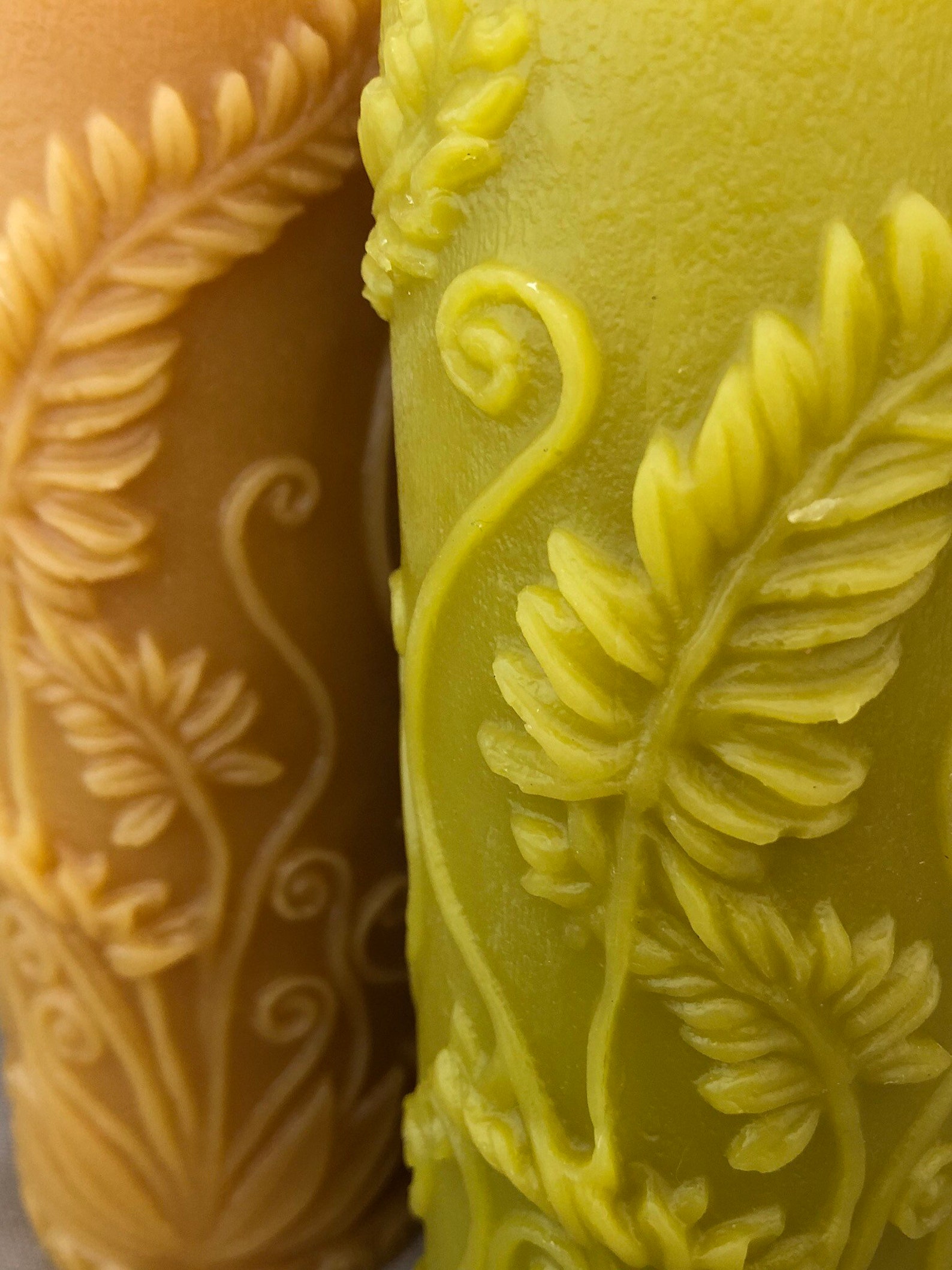 Pure Beeswax Fern Pillar Candle Beautiful Gift and Home Decor | Etsy