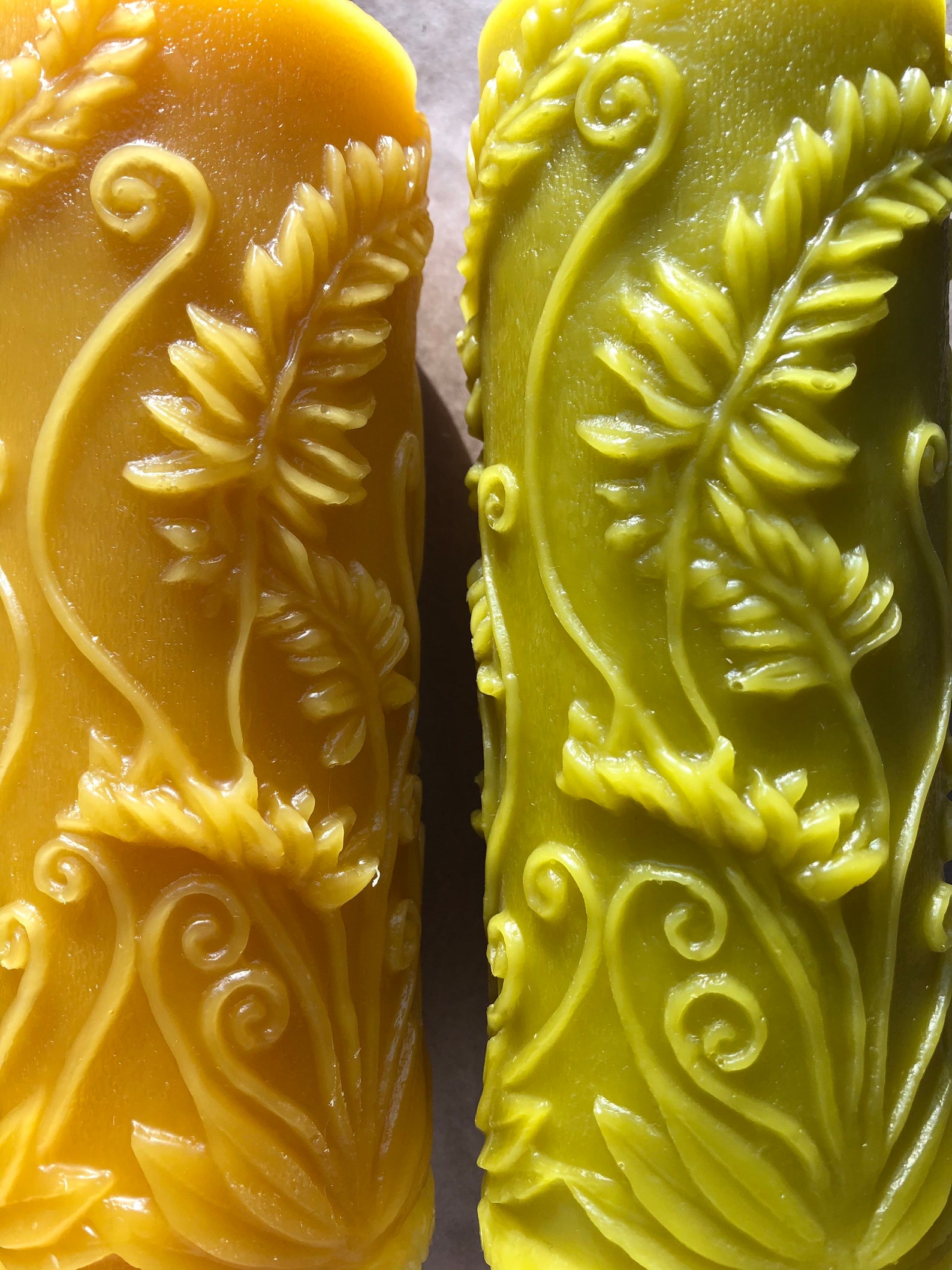 Pure Beeswax Fern Pillar Candle Beautiful Gift and Home Decor | Etsy