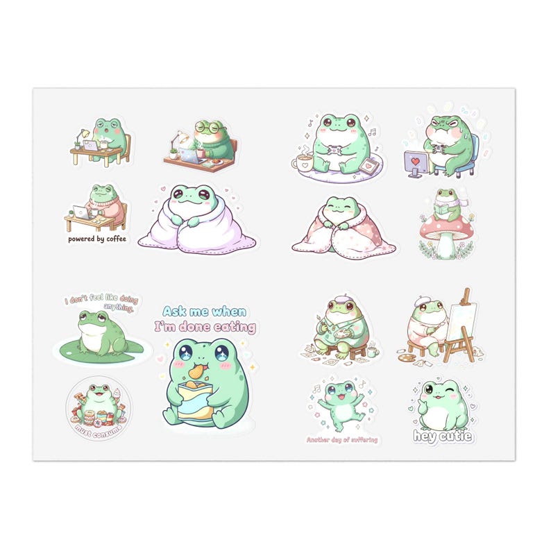 Daily Frog Life Sticker Sheet | Planner, Laptop, Scrapbook Stickers - Etsy