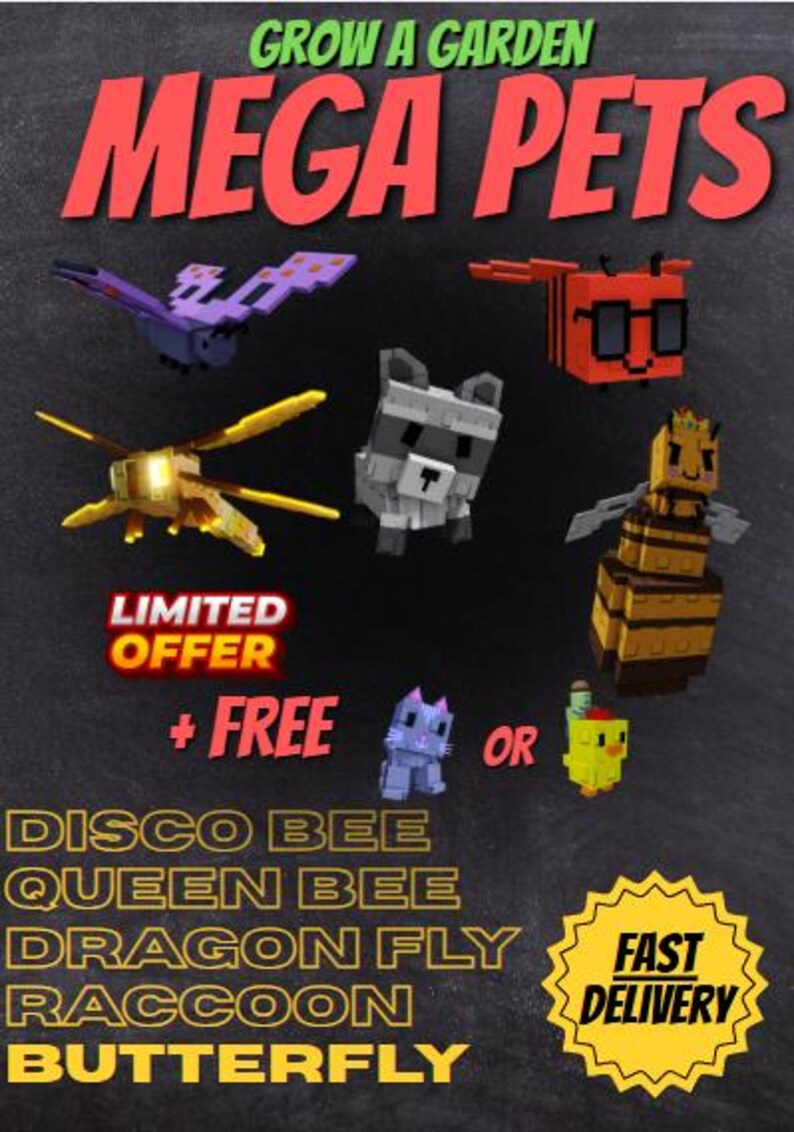 Grow a Garden || MEGA Disco Bee + Free Pet - Etsy