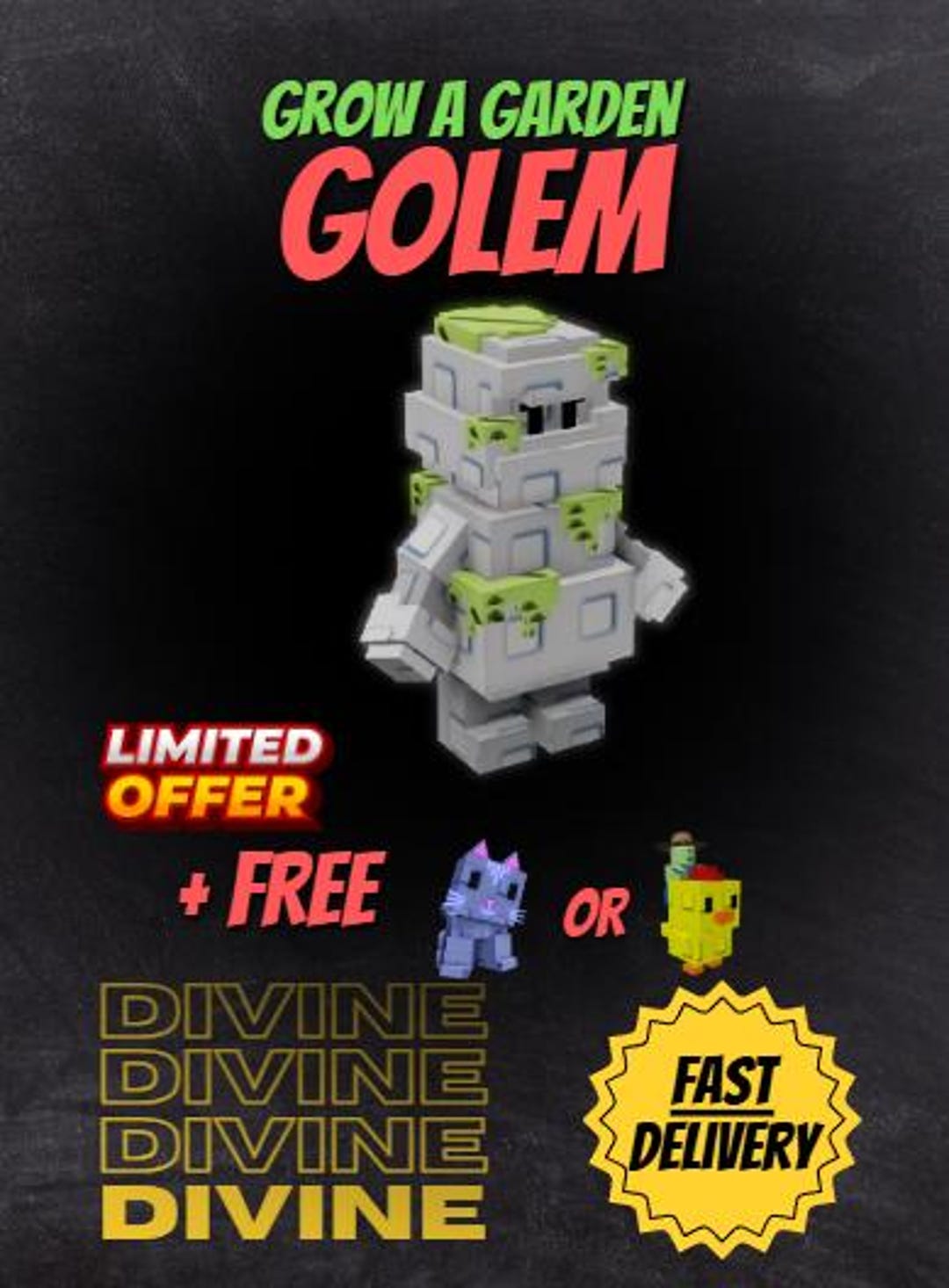Grow a Garden || Golem + Free Pet - Etsy