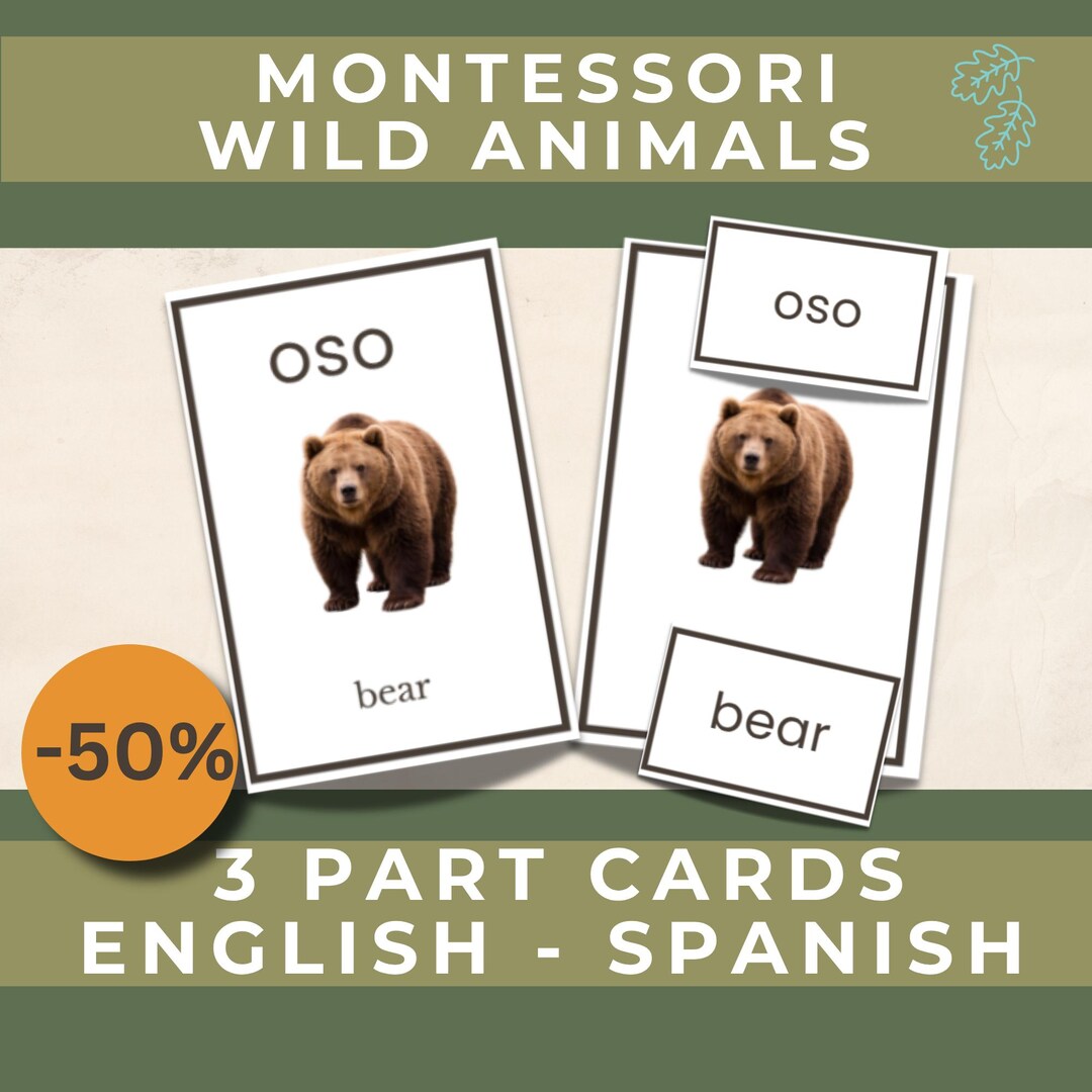 Wild Animals Flashcards. Spanish English. Bilingual. Preschool ...