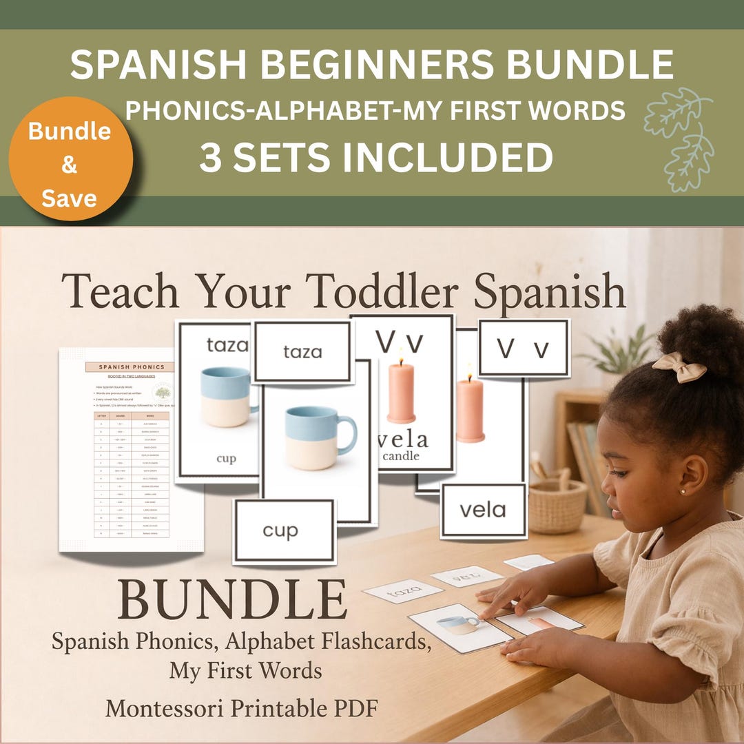 BUNDLE, Spanish Phonics, Alphabet Flashcards, My First Words .spanish ...