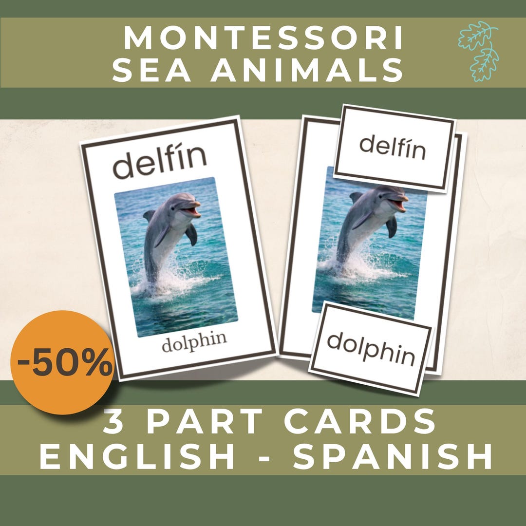 SEA Animals Flashcards. Spanish English. Bilingual. Preschool ...