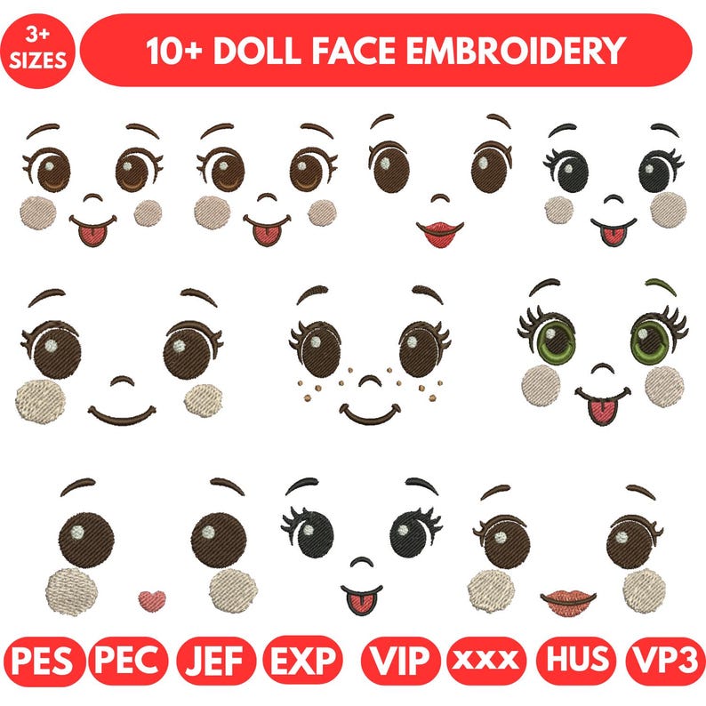 Cute Doll Face Machine Embroidery Designs Eyes for Dolls Design Eyes ...