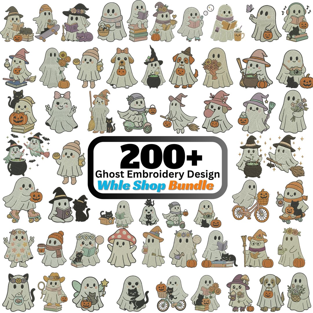 Ghosts Machine Embroidery Designs Bundle Spooky Fall Ghost Embroidery ...