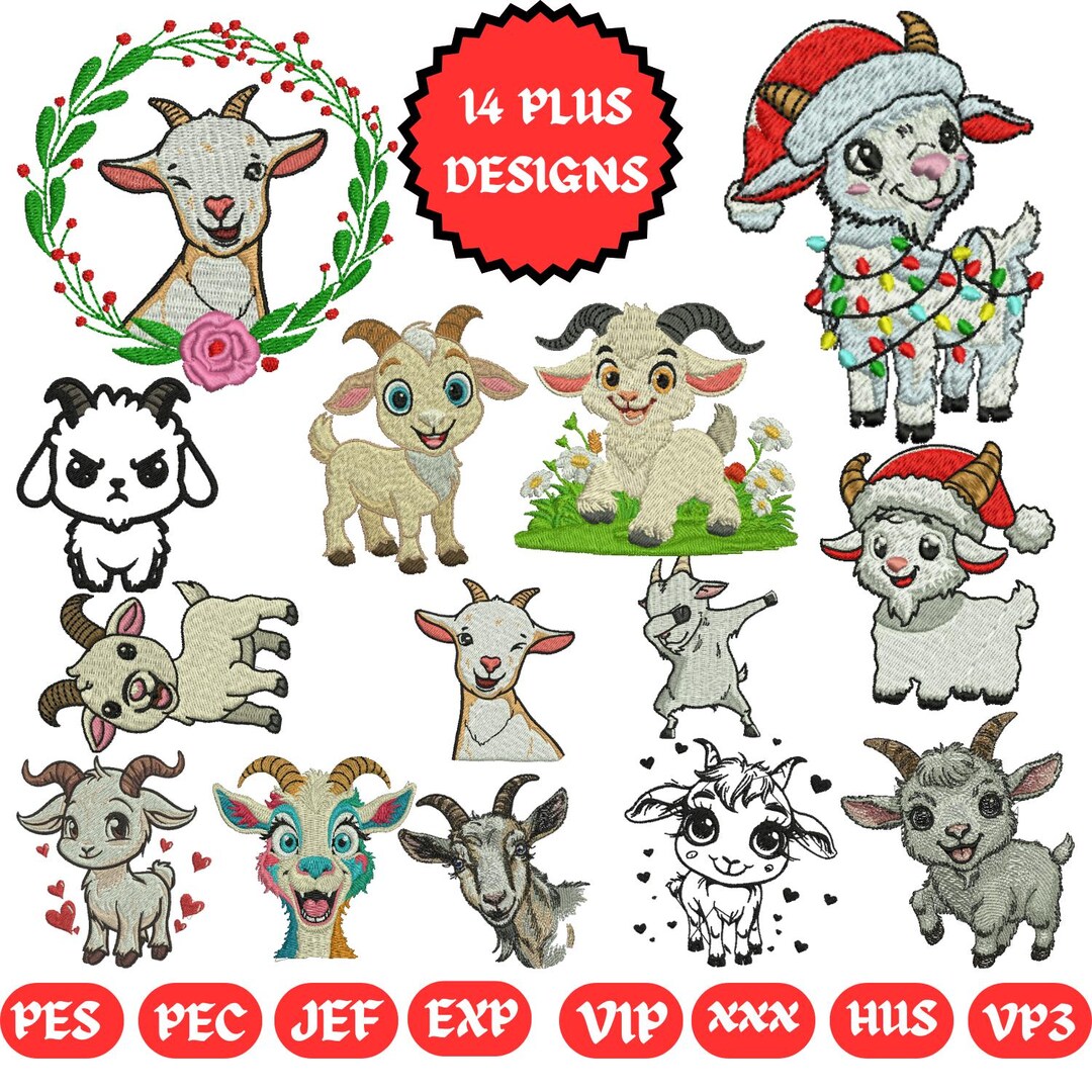 Cute Goat Machine Embroidery Designs Boer Goat Embroidery Baby Goat ...