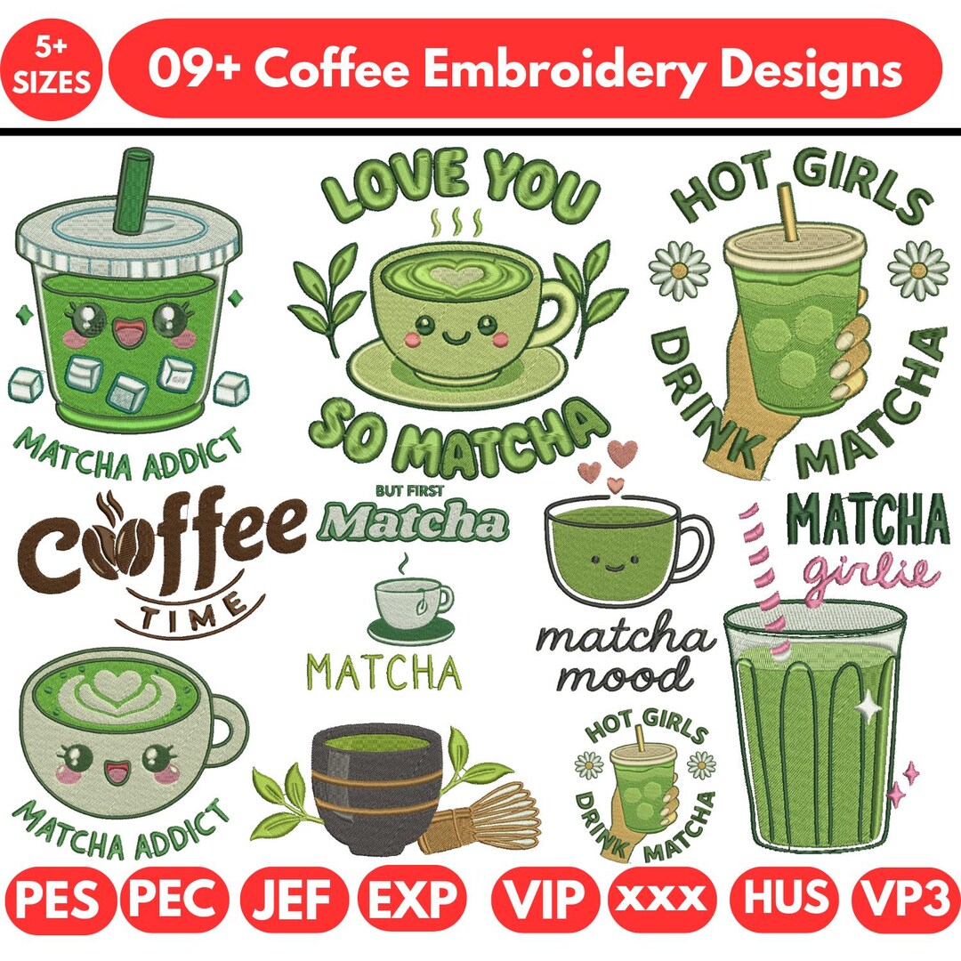 Coffee Machine Embroidery Design Cappuccino Embroidery Caffeine ...