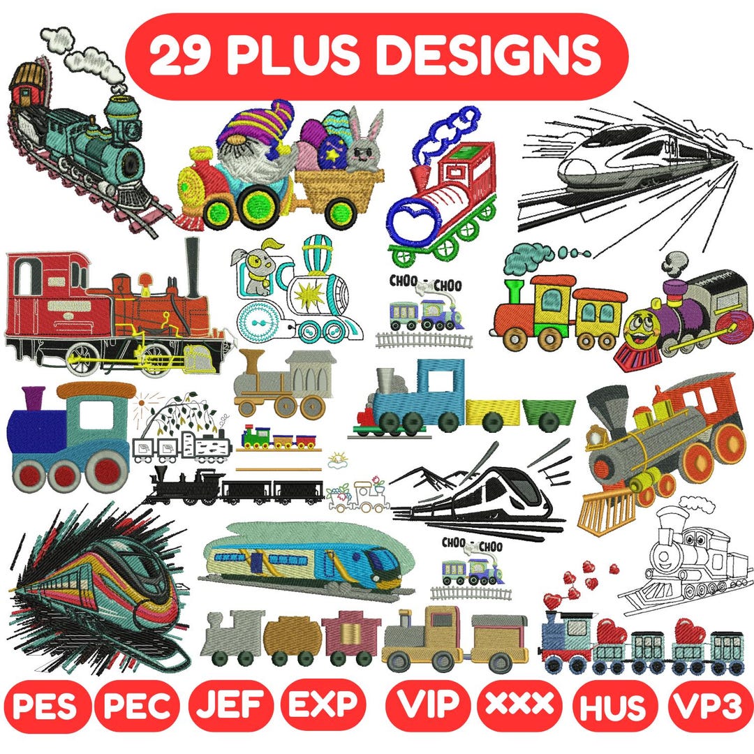 Christmas Train Embroidery Design Bundle: Toy Train Applique PES File ...