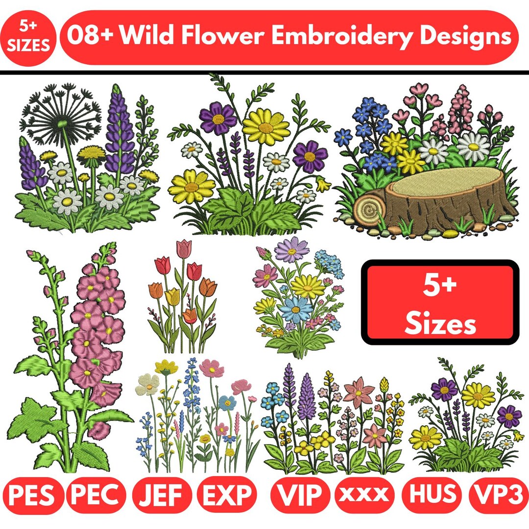 Wildflower Machine Embroidery Design Flowers Meadow Embroidery ...
