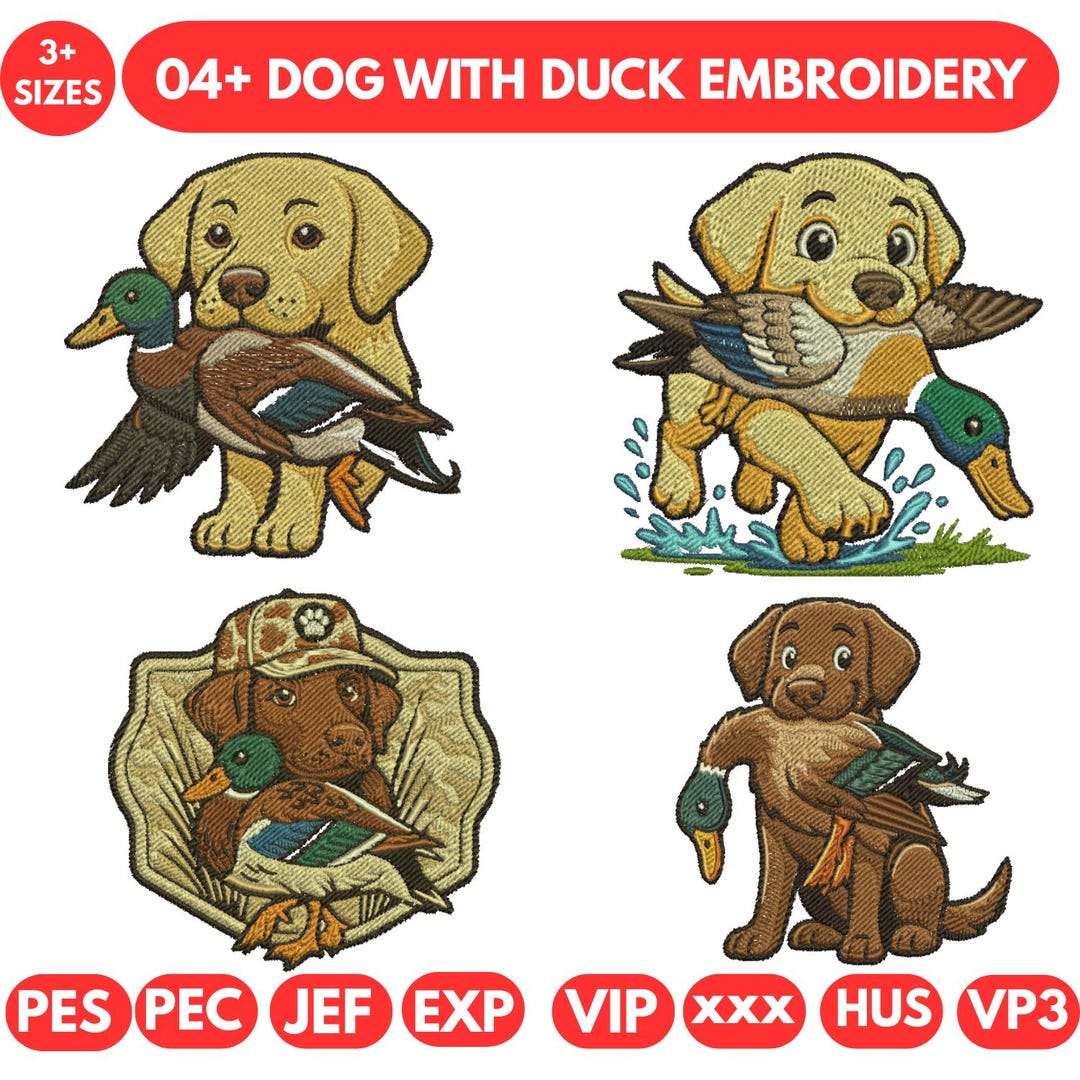 Labrador With Duck Machine Embroidery Design Lab With Mallard Duck ...