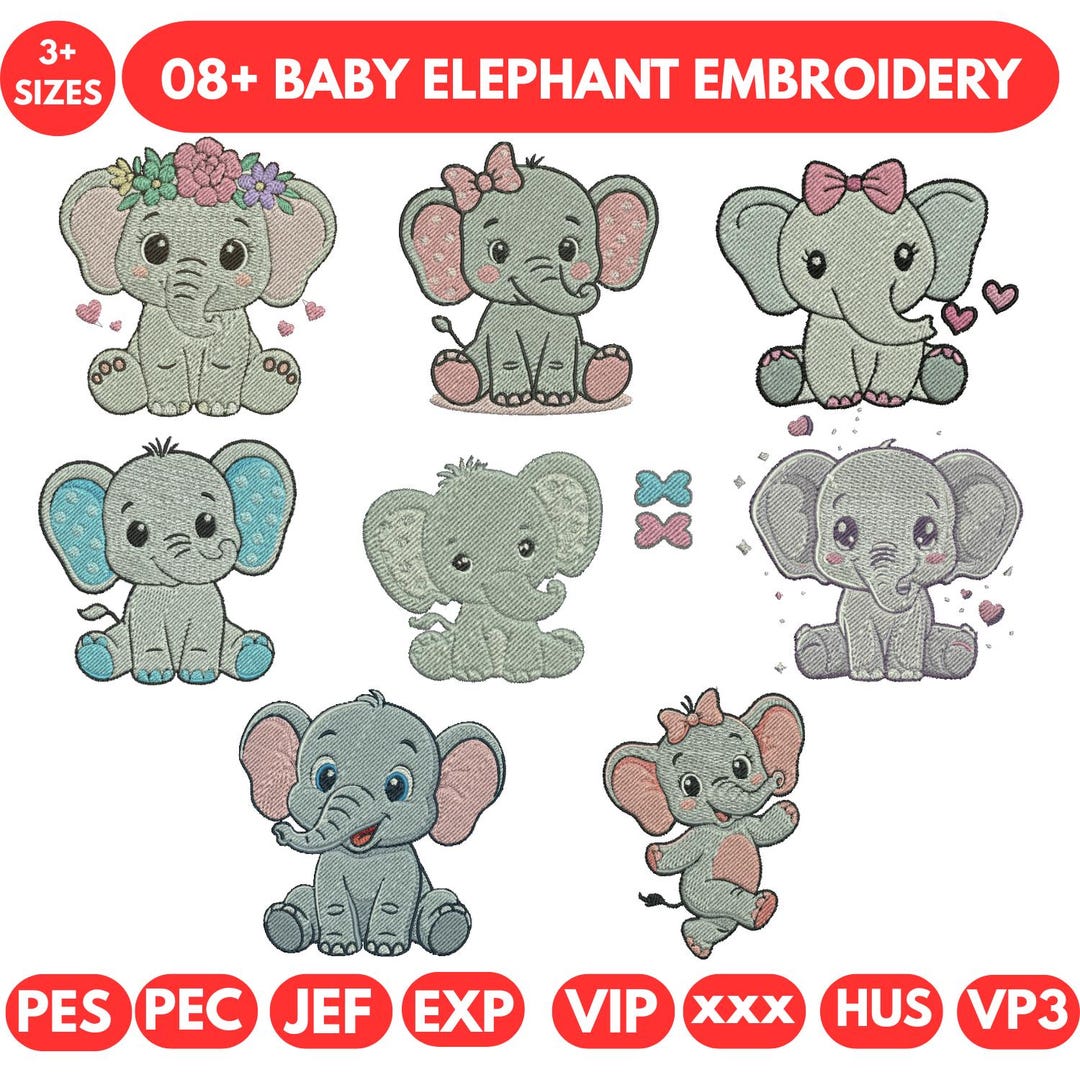 Baby Elephant Machine Embroidery Designs Mini Elephant Embroidery ...