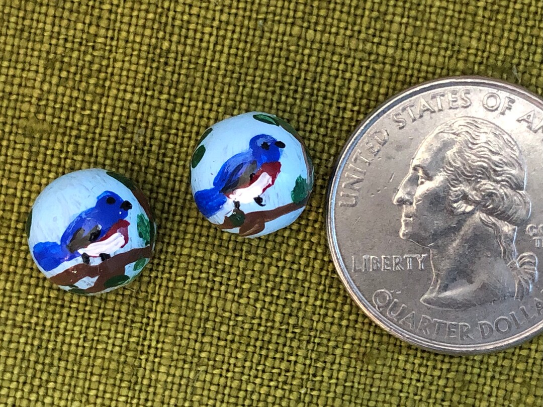2 Bluebird Hand Painted Beads 10mm - Etsy