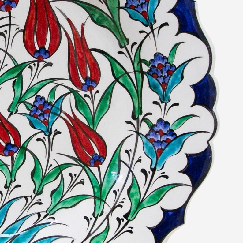 Handmade Turkish Ceramic Plate, Tulip Wall Decor, Iznik Style ...