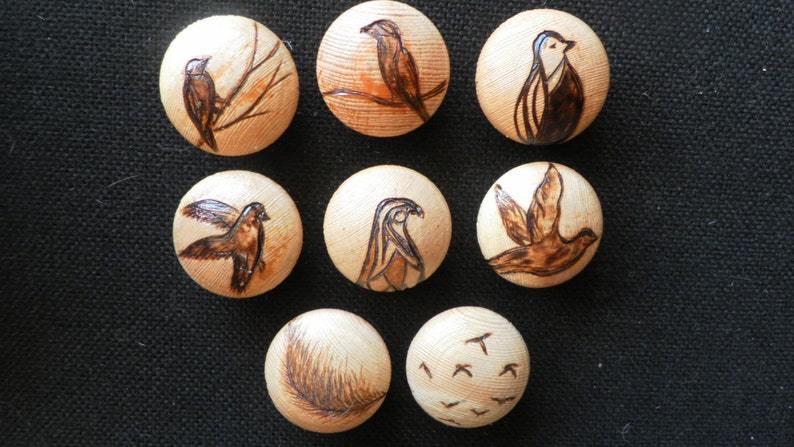 Customizable Wood Drawer Pulls/knobs Three Sizes Original Pyrography ...
