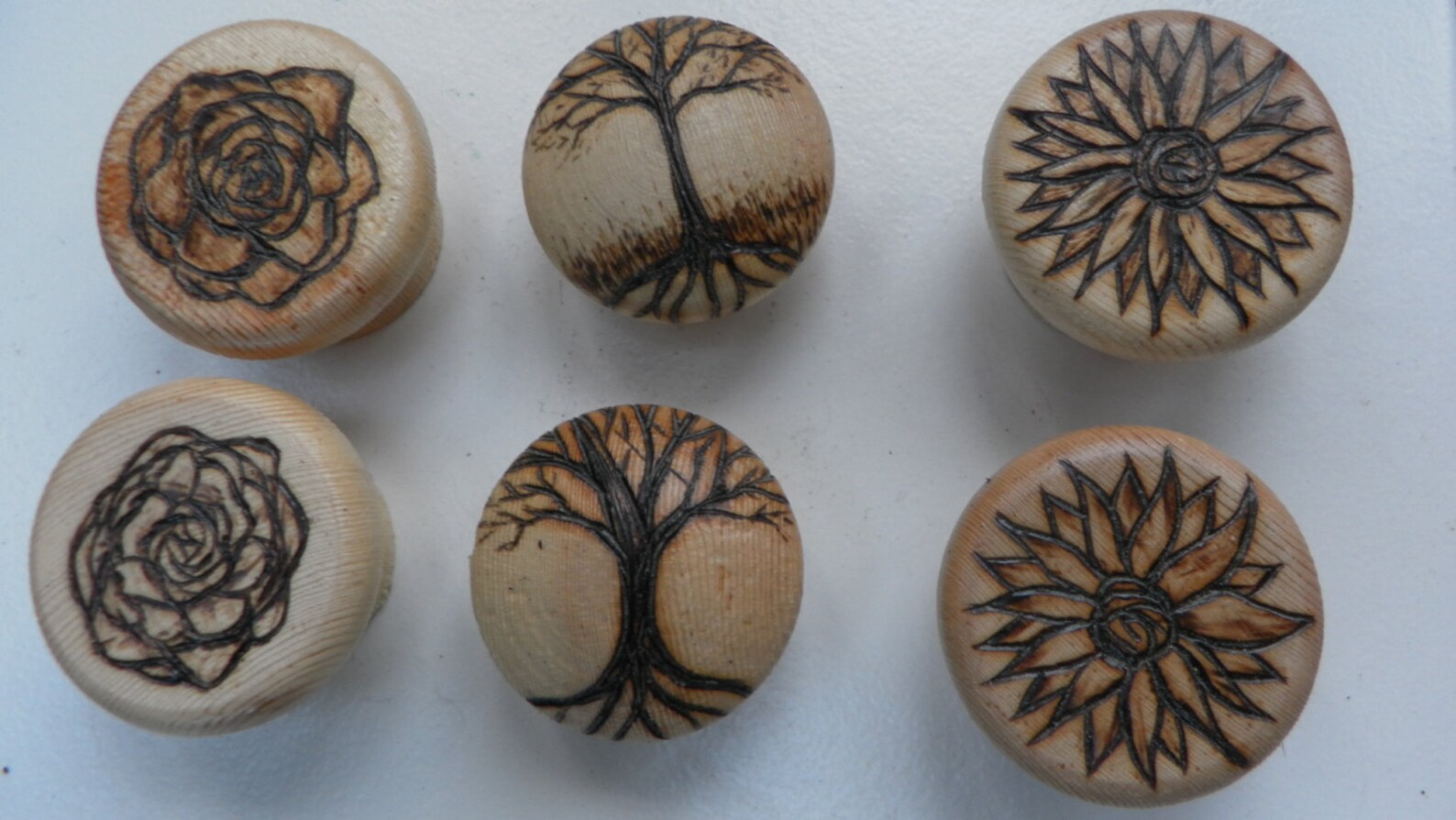 Customizable Wood Drawer Pulls/knobs Three Sizes Original Pyrography ...