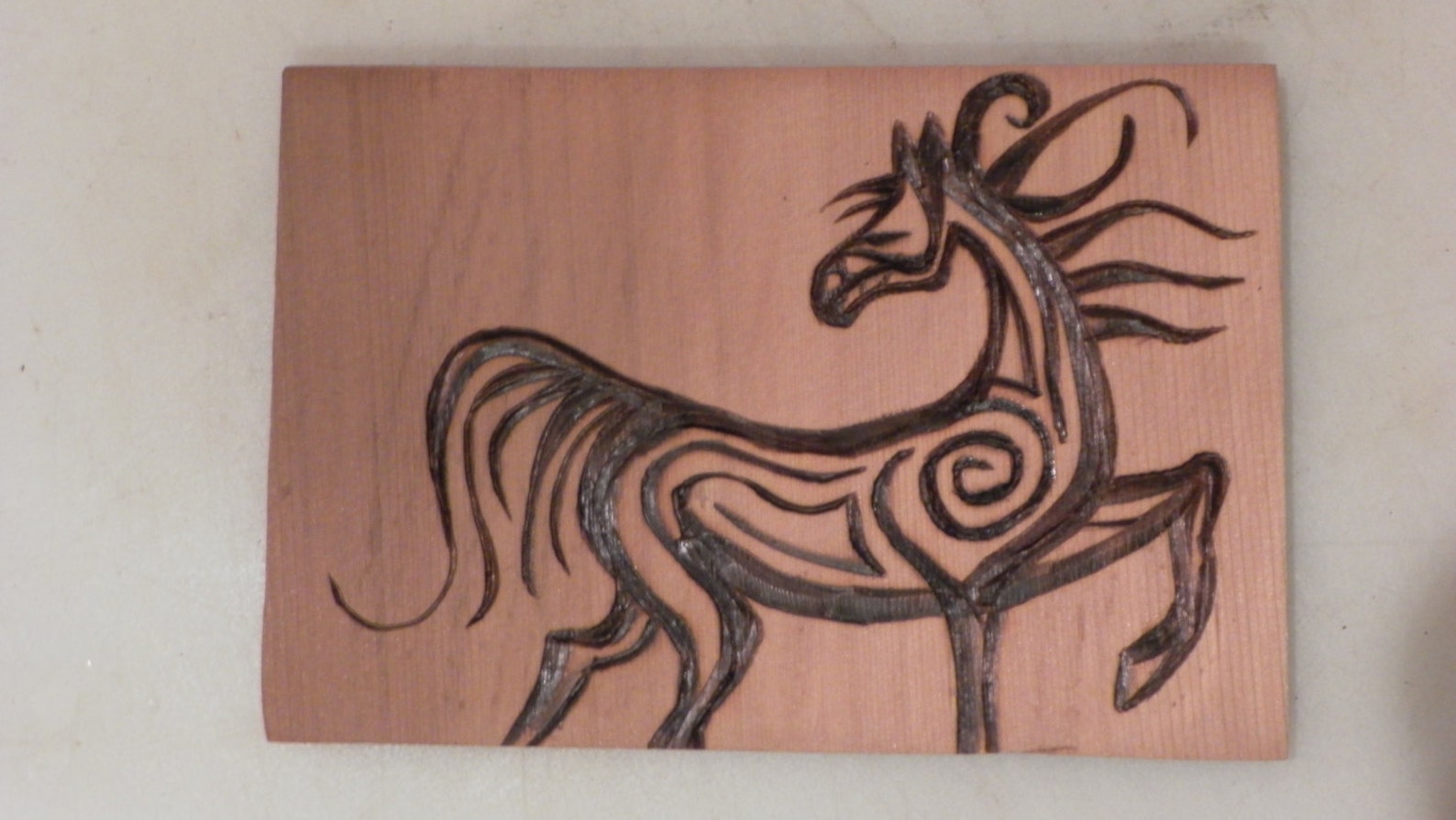 Tribal horse portrait wall art pyrography re-purposed cedar | Etsy