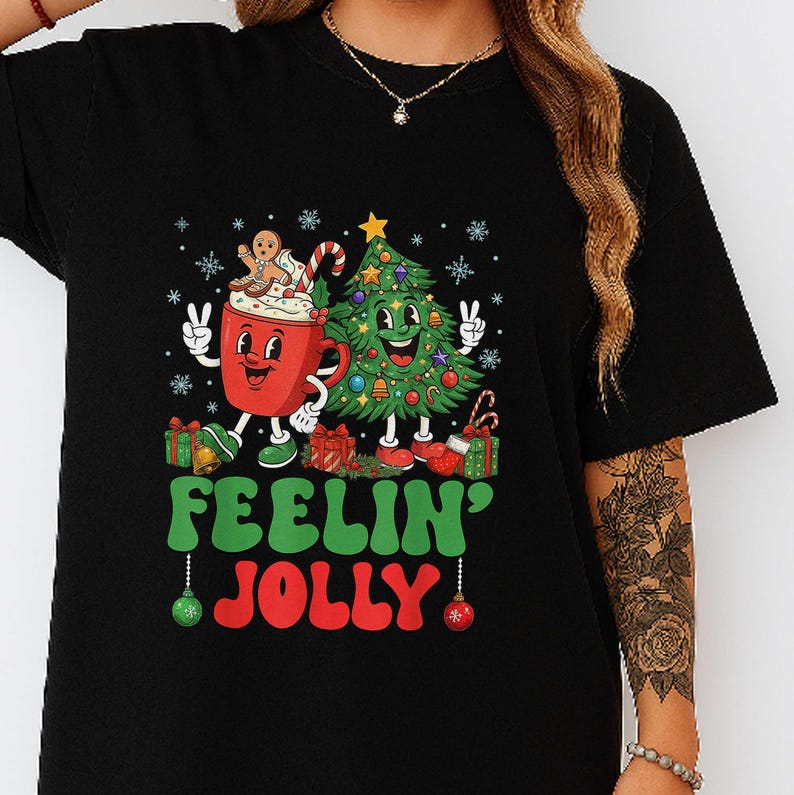 Feelin Jolly PNG Funny Christmas Sublimation Retro Cartoon Tree Hot ...