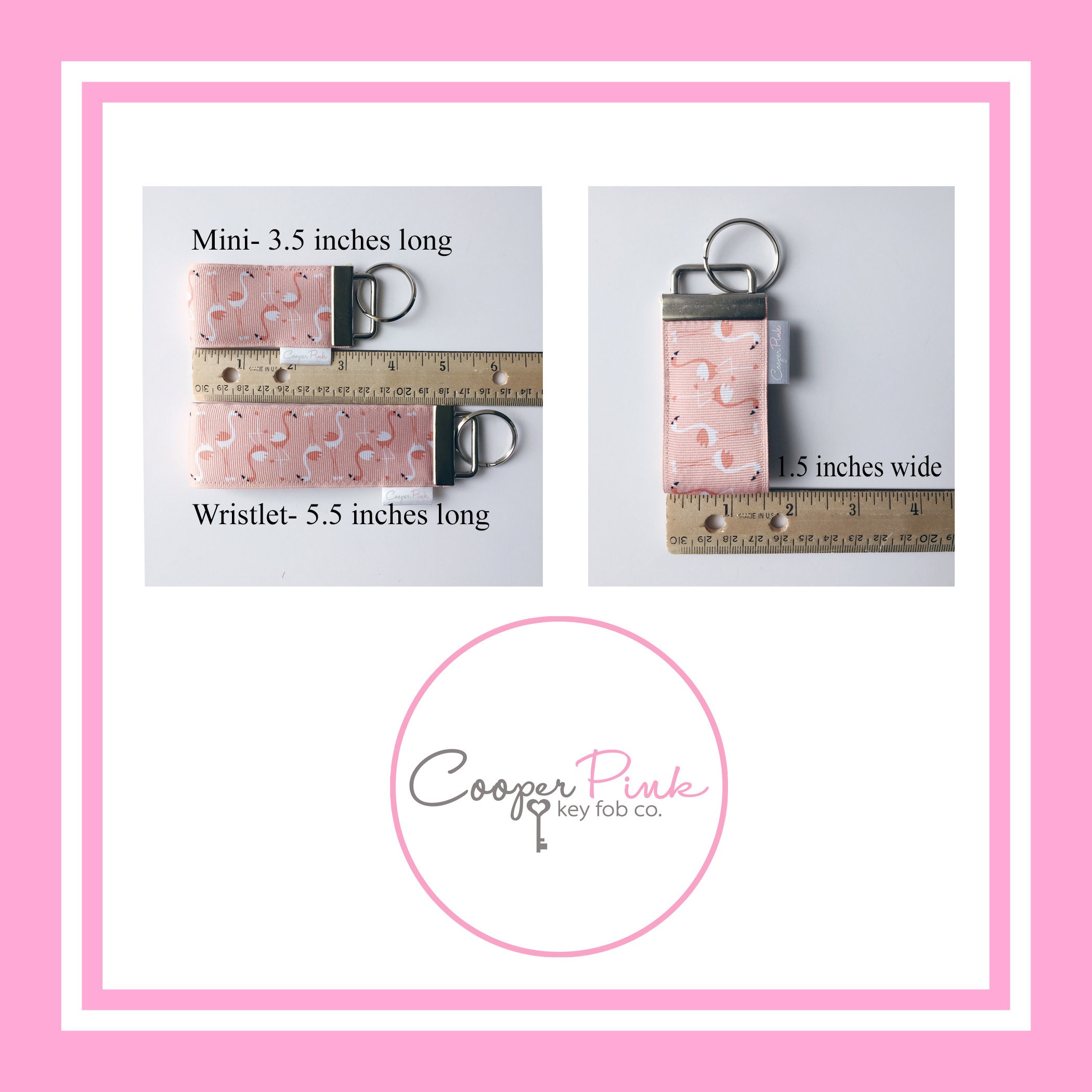 Hot Pink Gingham Mini Keyfob / Wristlet Keychain / Preppy Style Keyring ...